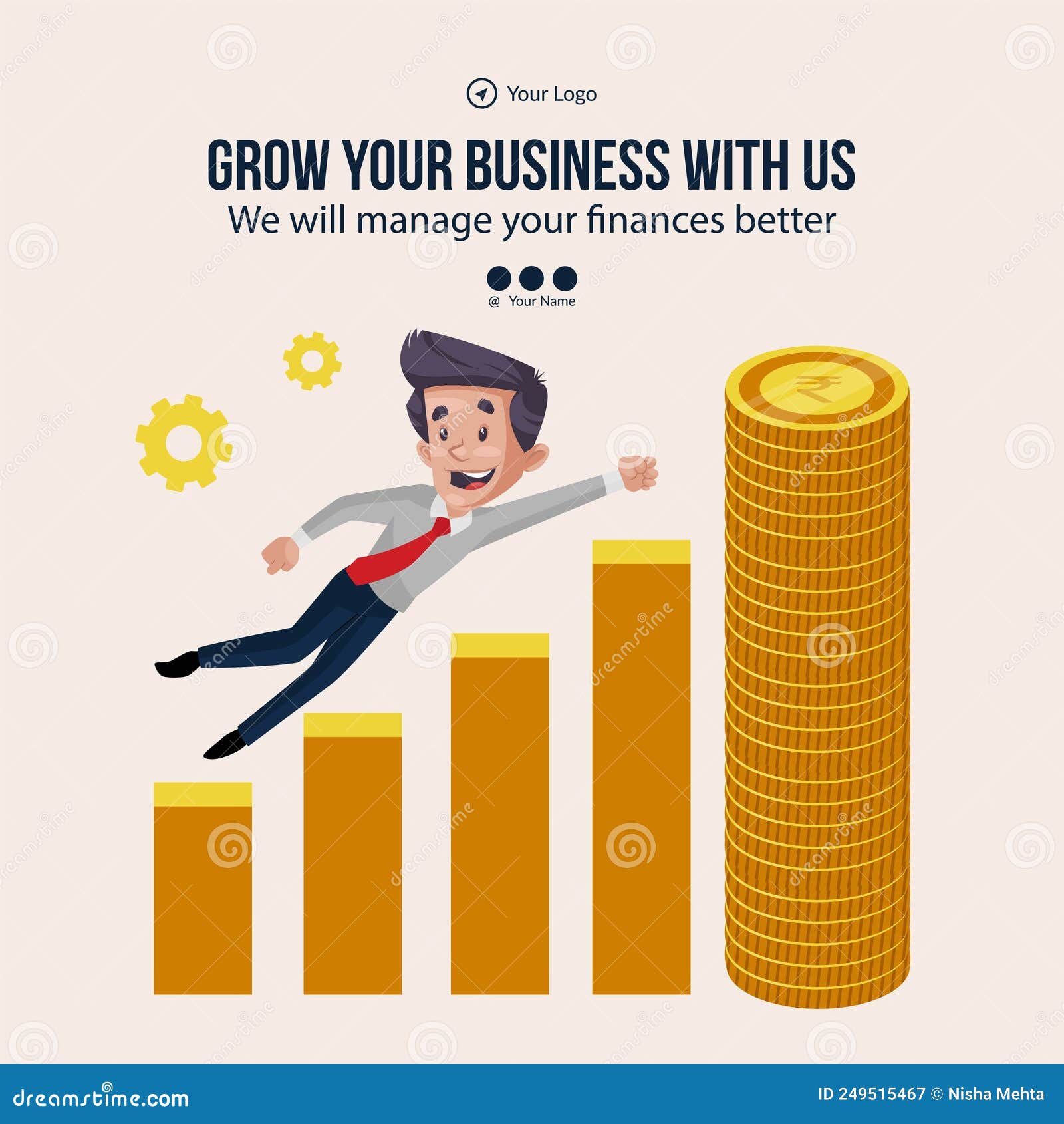 Grow Your Business Banner Design Template Stock Vector - Illustration ...