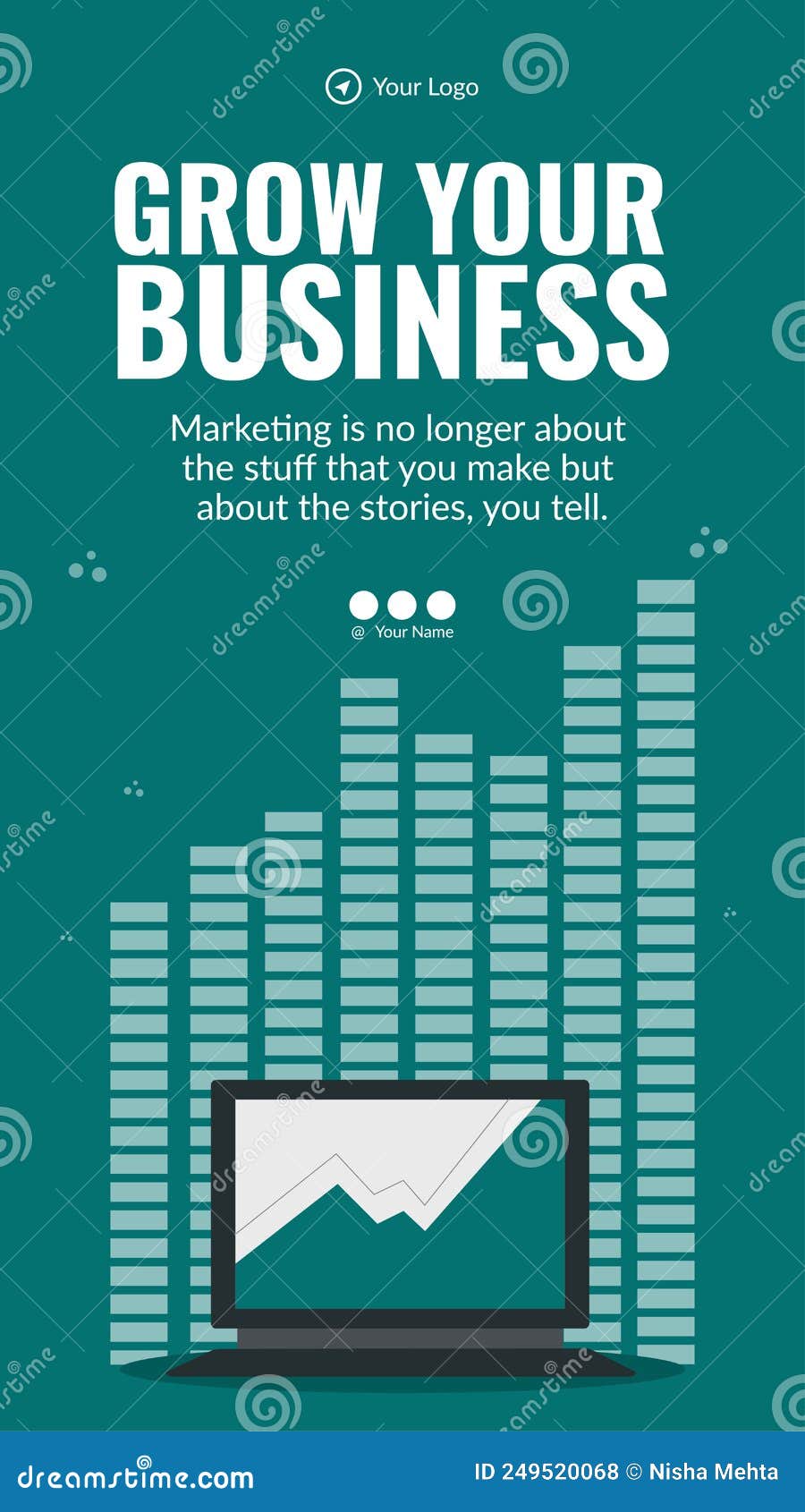 Grow Your Business Portrait Template Design Stock Vector - Illustration ...