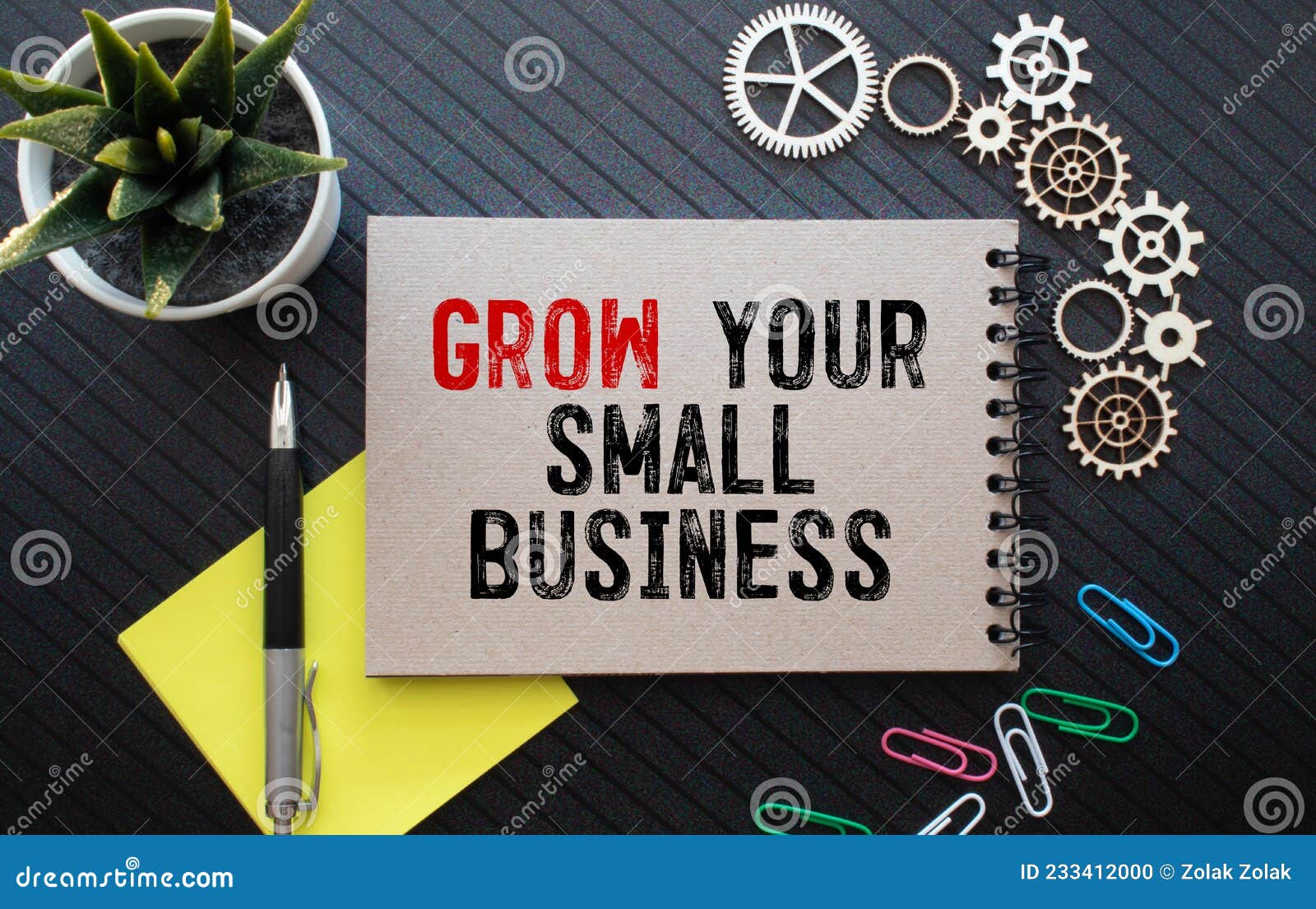 Grow Your Small Business Words on Notebook Page Stock Photo - Image of ...
