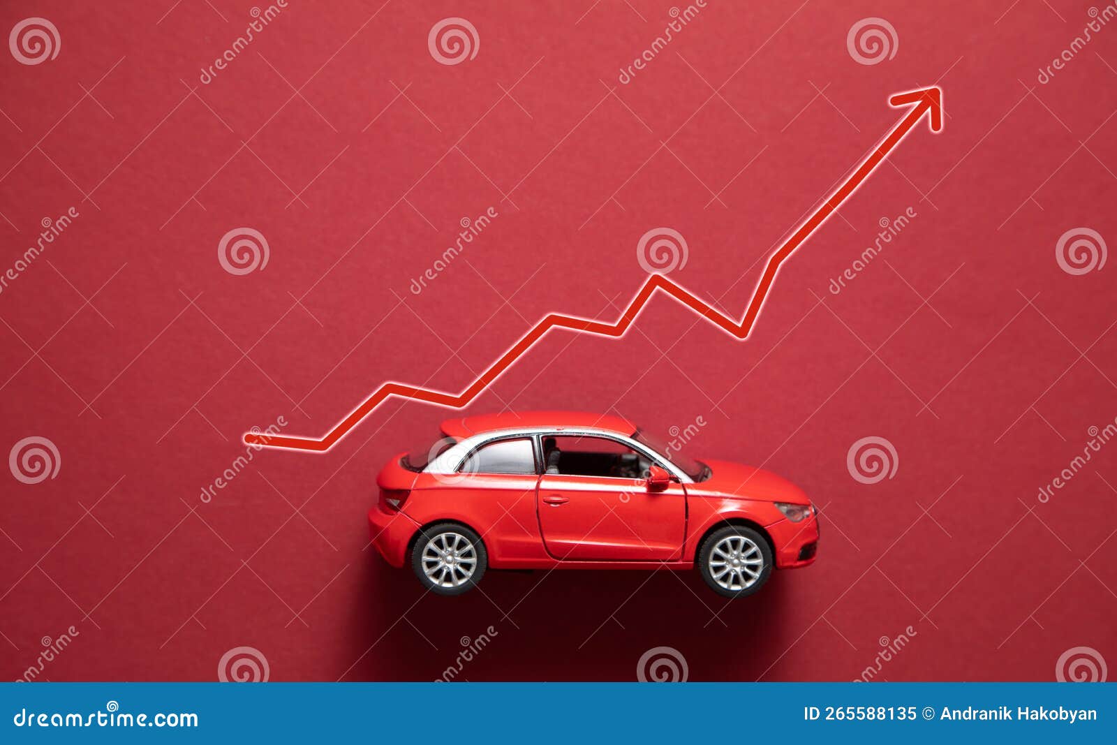 Growing Arrow with a Car Model. Rising Car Sales or Cost Stock Image ...