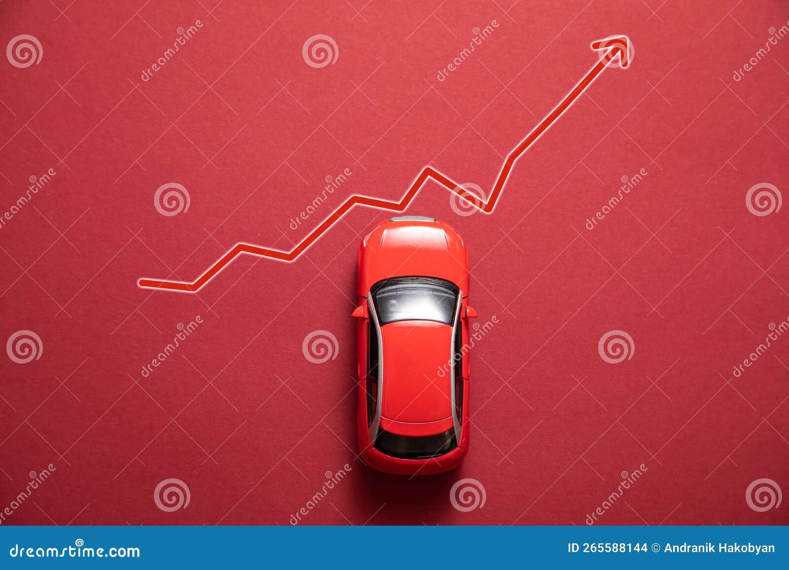Growing Arrow with a Car Model. Rising Car Sales or Cost Stock Photo ...