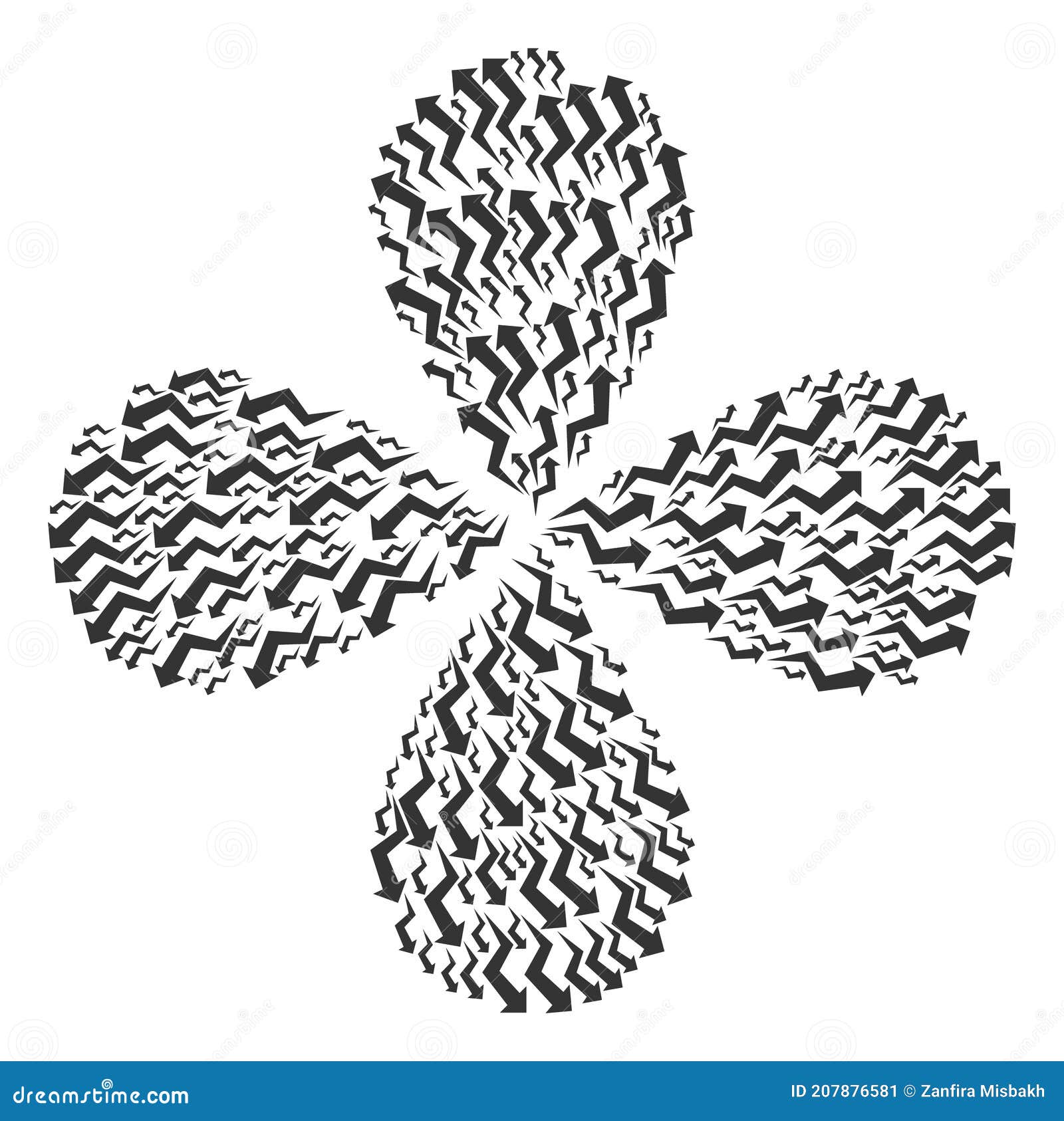 Growing Arrow Chart Twirl Flower with 4 Petals Stock Illustration ...