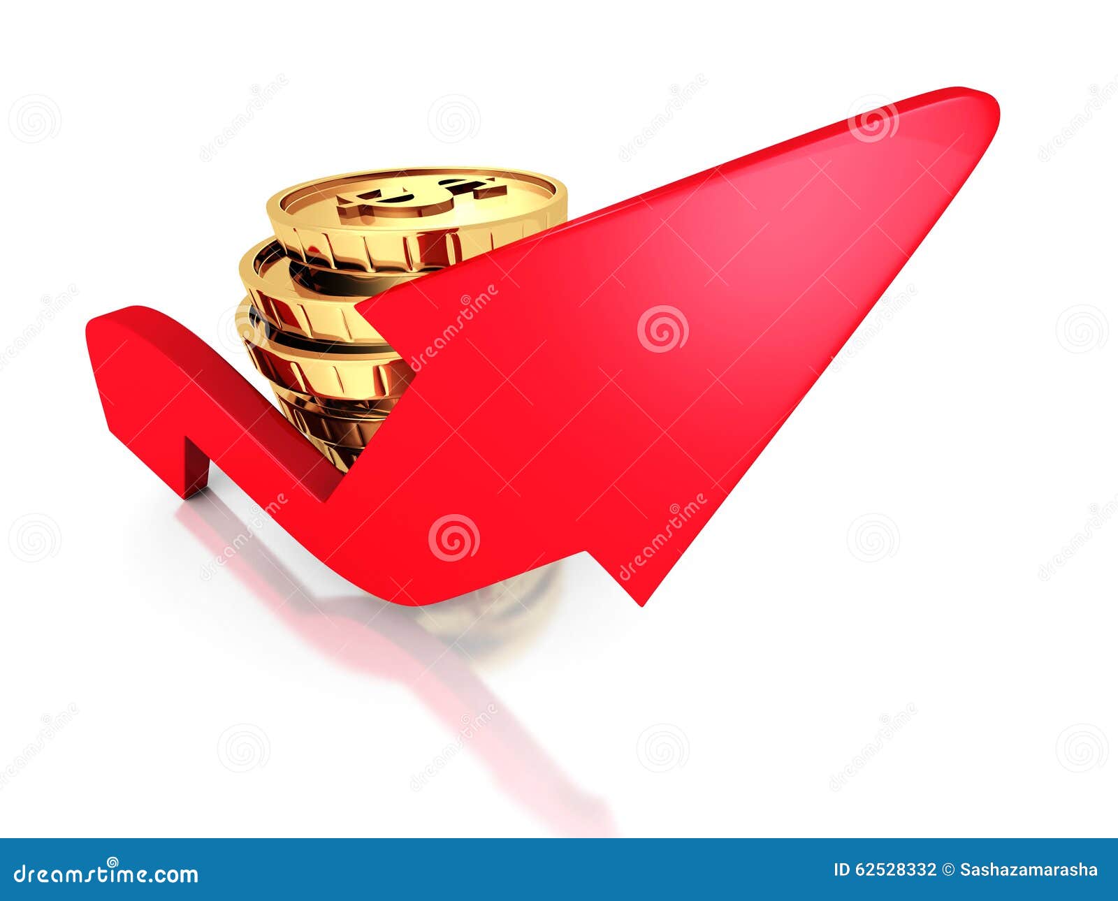 Growing Arrow with Golden Dollar Coins Stock Illustration ...