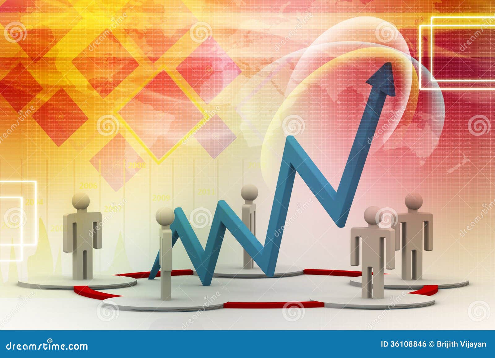 Growing arrow with men stock illustration. Illustration of marketing ...