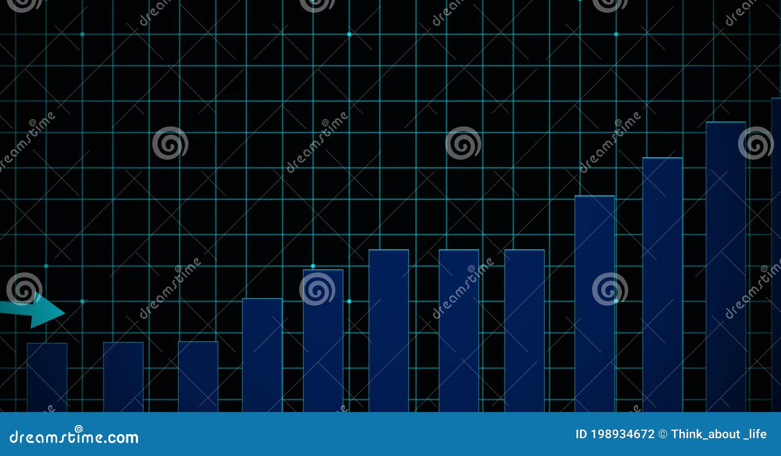 Growing Arrow Over Dot Line World Map. Business Graph Showing Growth ...