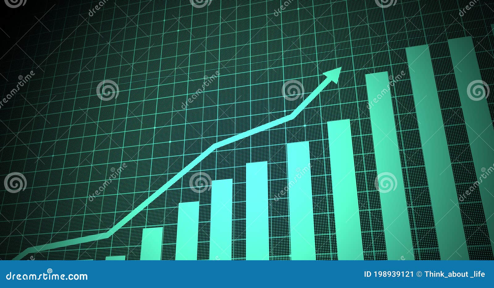 Growing Arrow Over Dot Line World Map. Business Graph Showing Growth ...