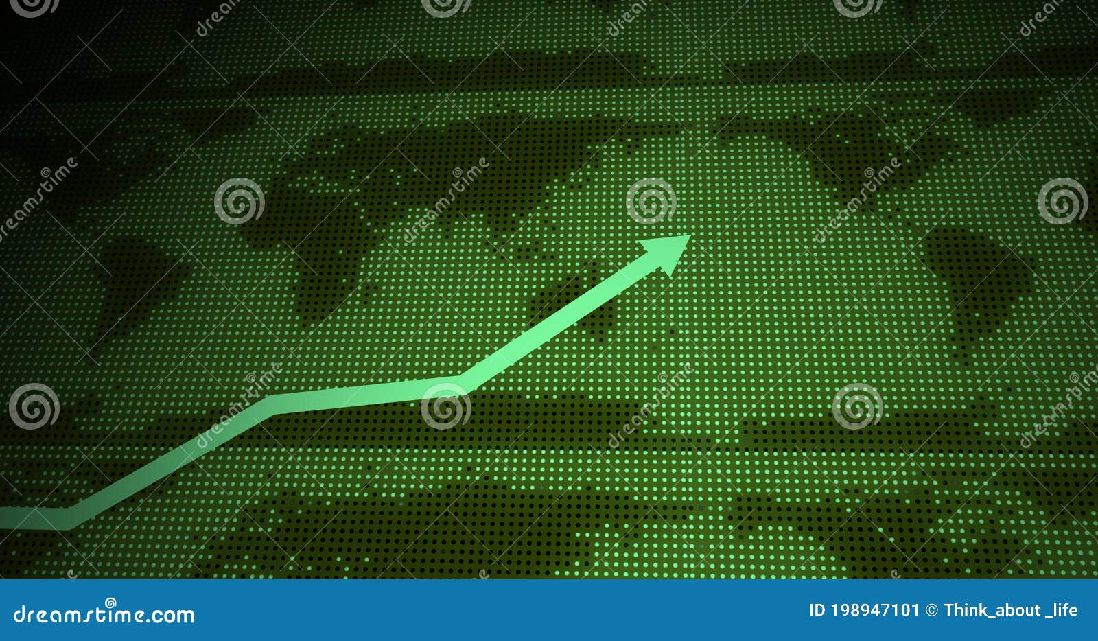 Growing Arrow Over Dot Line World Map. Business Graph Showing Growth ...