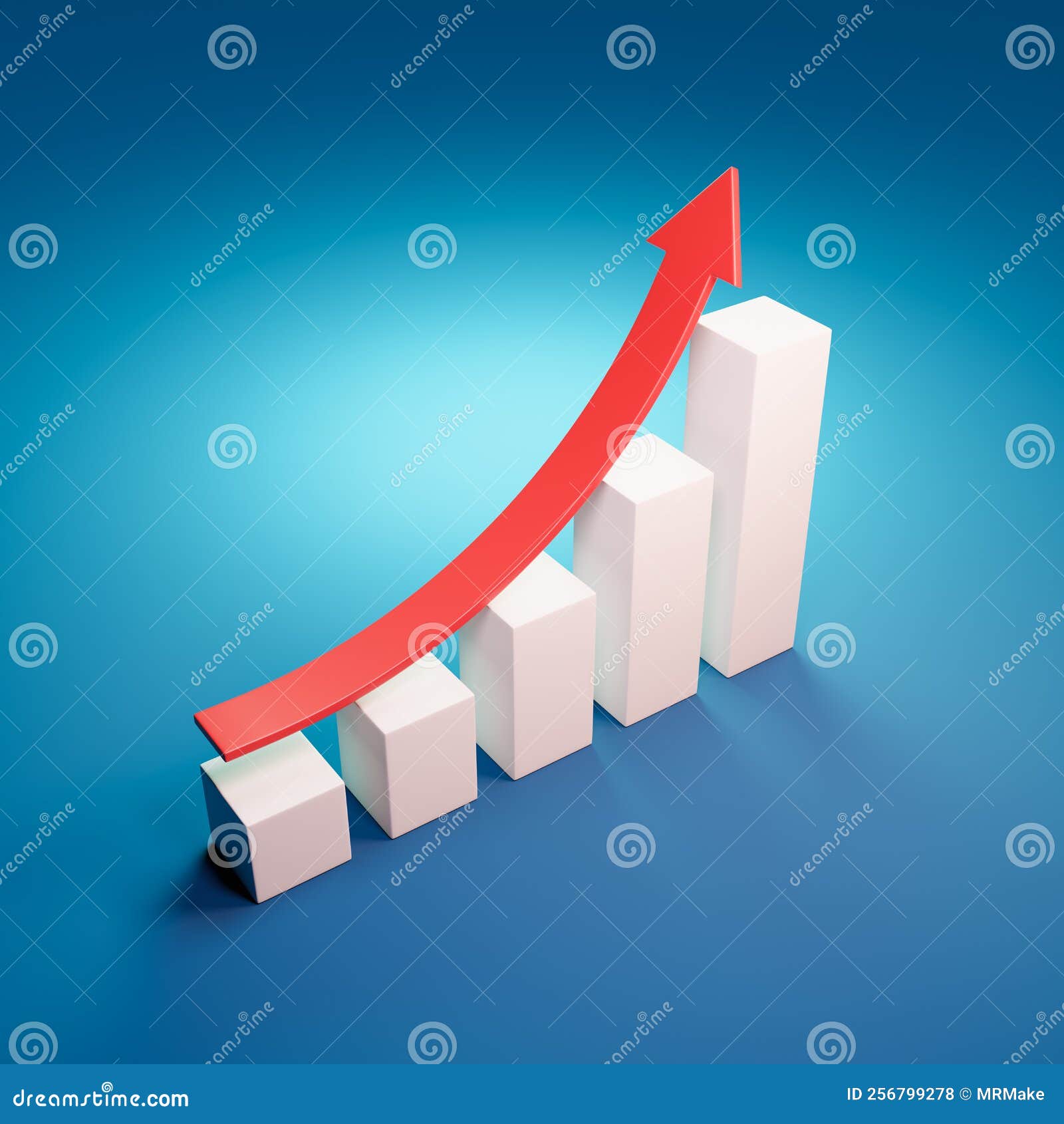 Growing Bar Chart with Arrow Stock Illustration - Illustration of ...