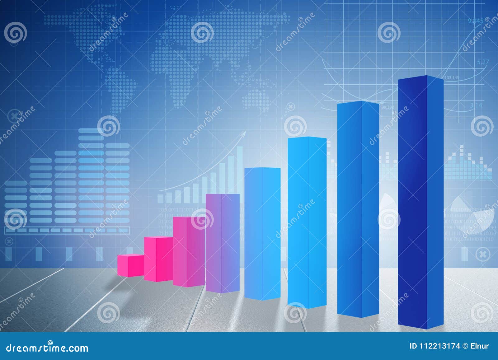The Growing Bar Charts in Economic Recovery Concept - 3d Rendering ...