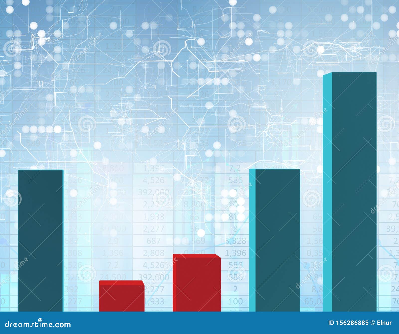 Growing Bar Charts in Economic Recovery Concept - 3d Rendering Stock ...