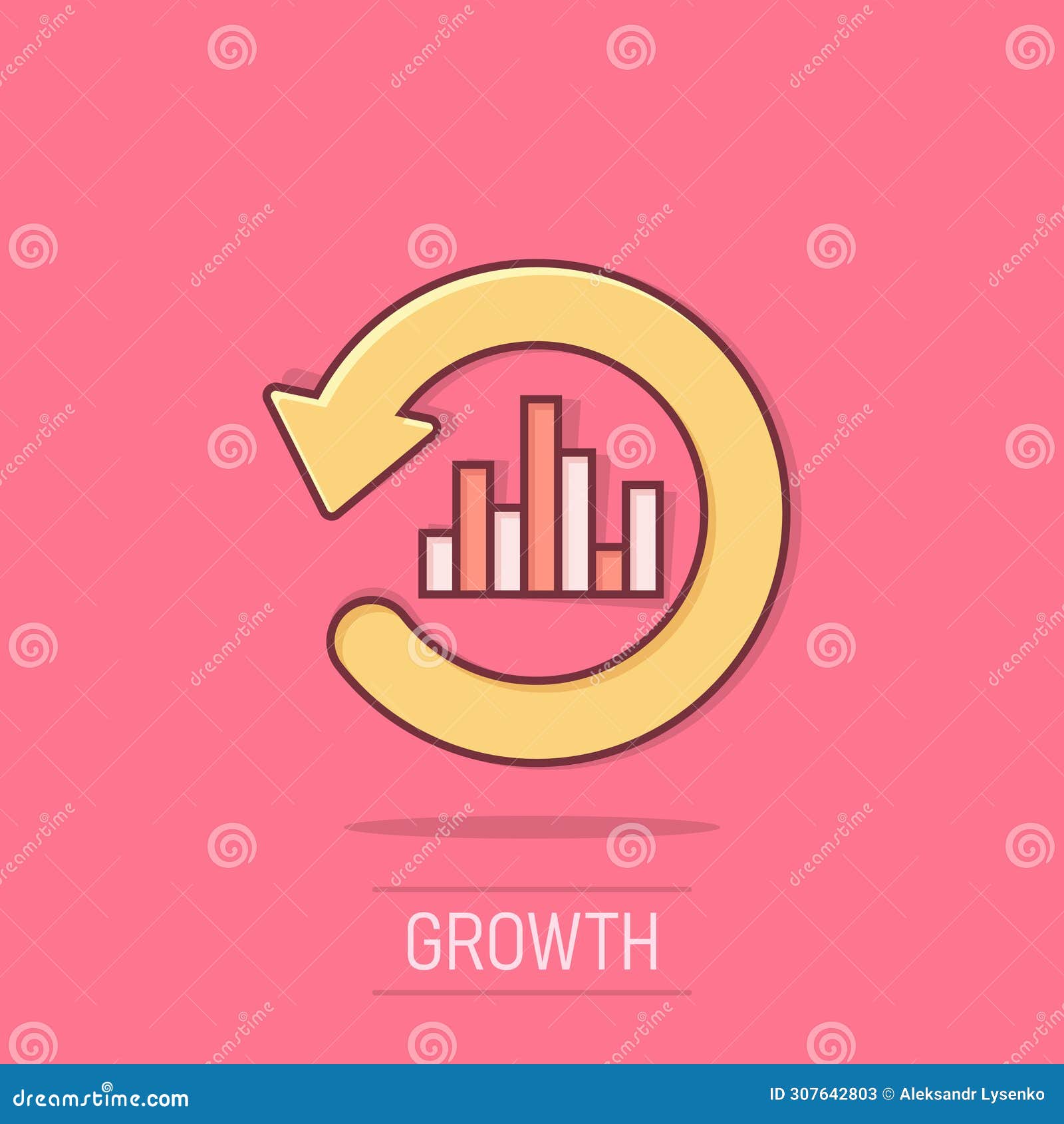Growing Bar Graph Icon in Comic Style. Increase Arrow Cartoon Vector ...
