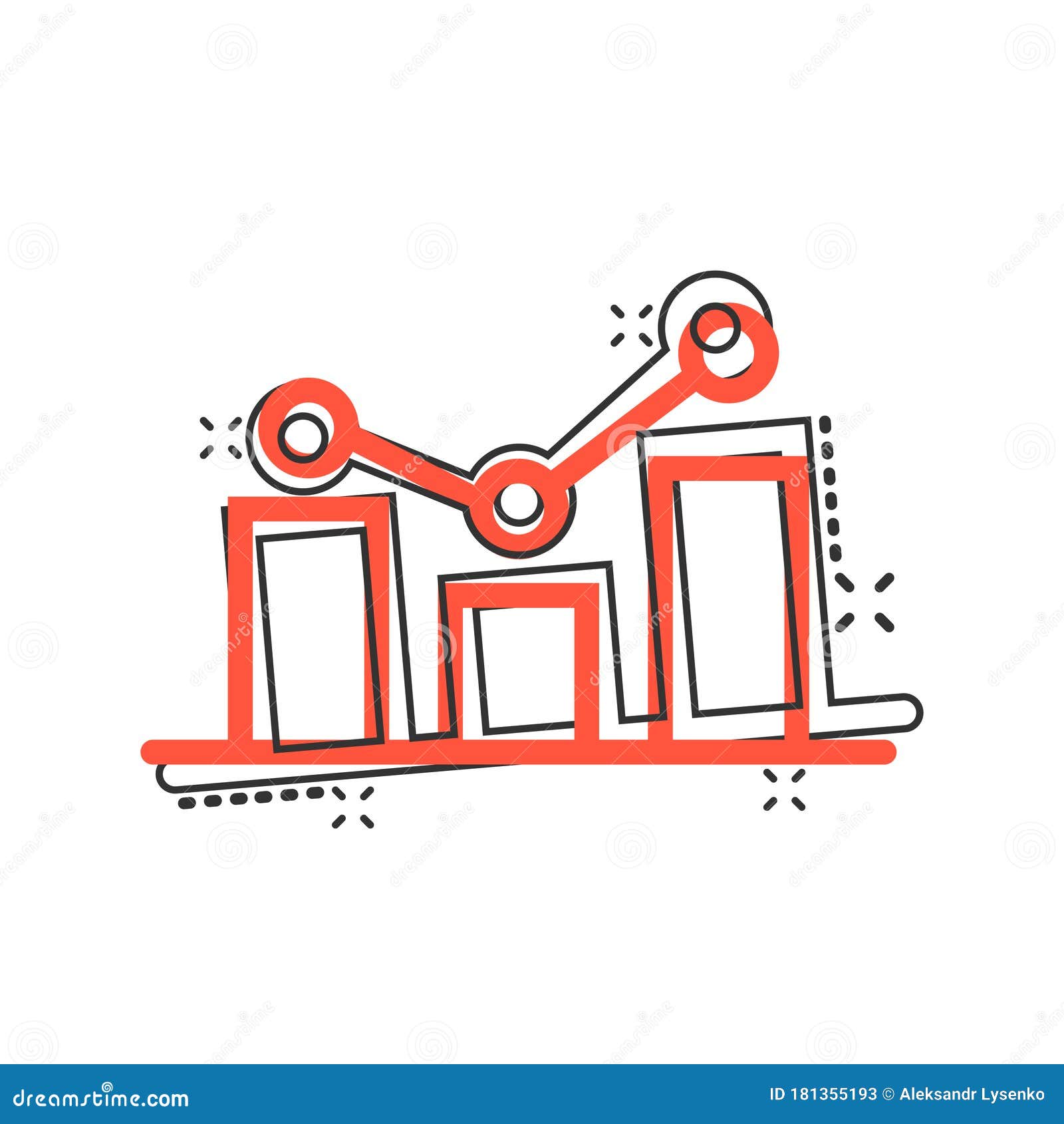 Growing Bar Graph Icon in Comic Style. Increase Arrow Cartoon Vector ...