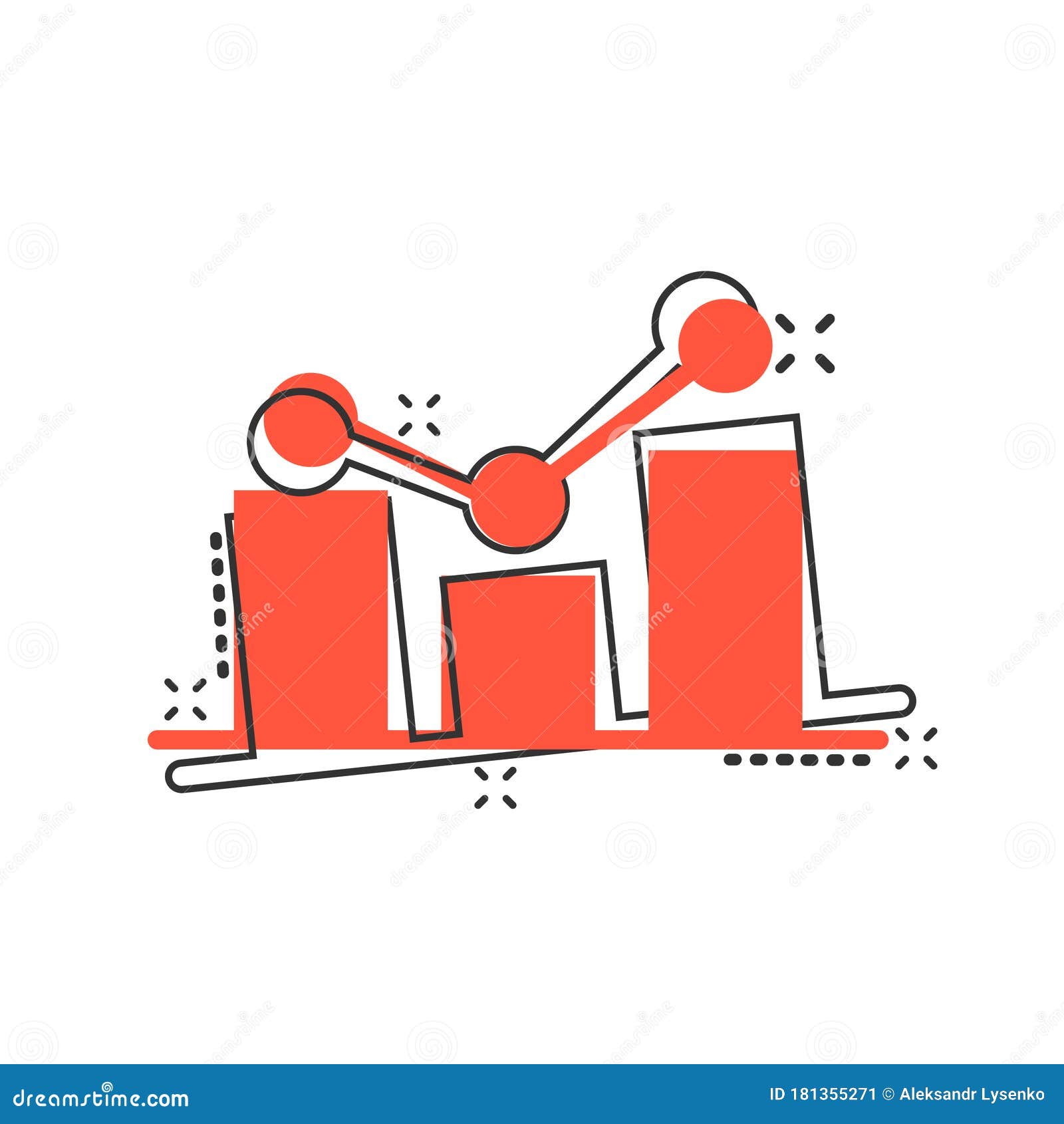 Growing Bar Graph Icon in Comic Style. Increase Arrow Cartoon Vector ...