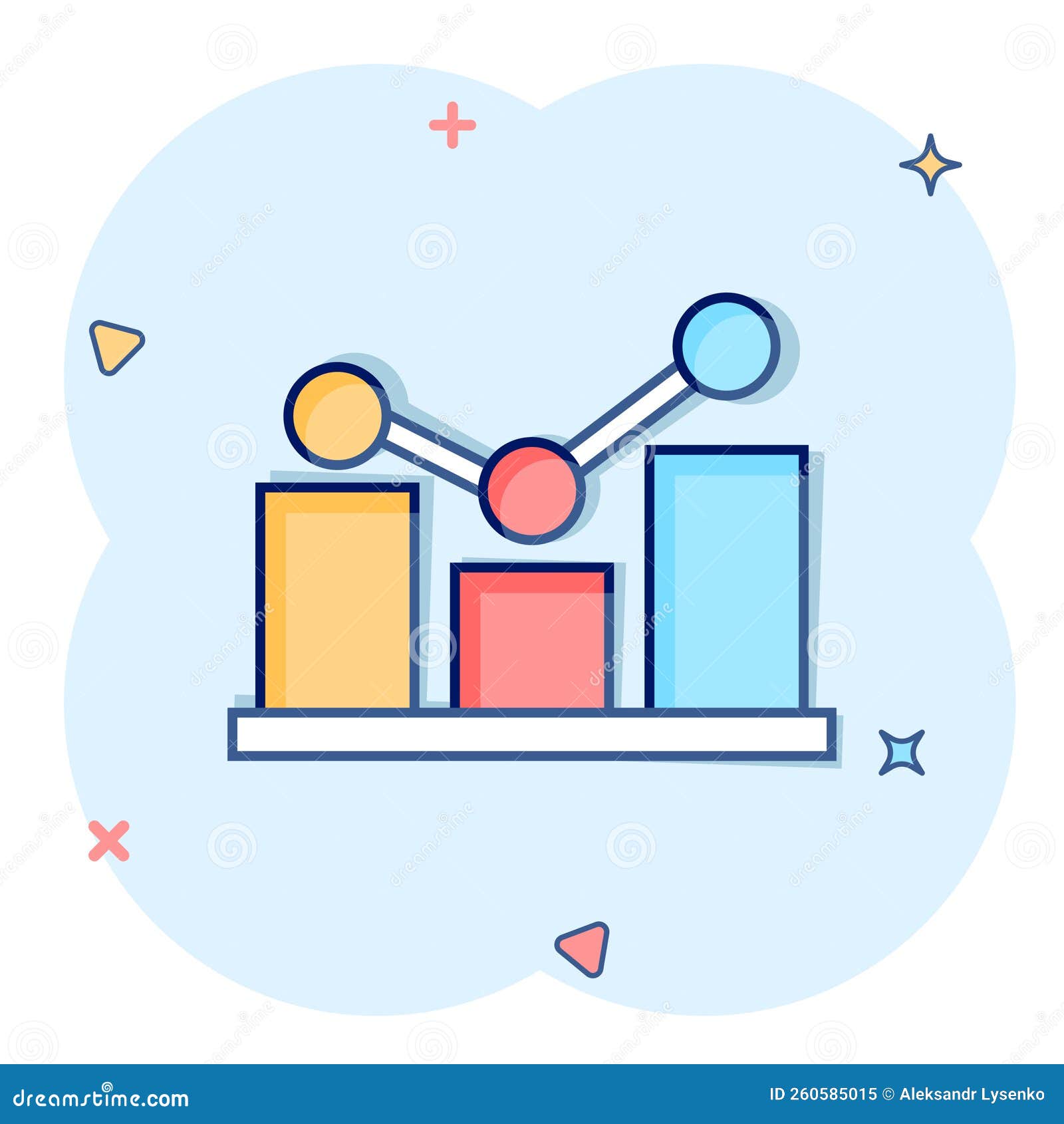 Growing Bar Graph Icon in Comic Style. Increase Arrow Cartoon Vector ...