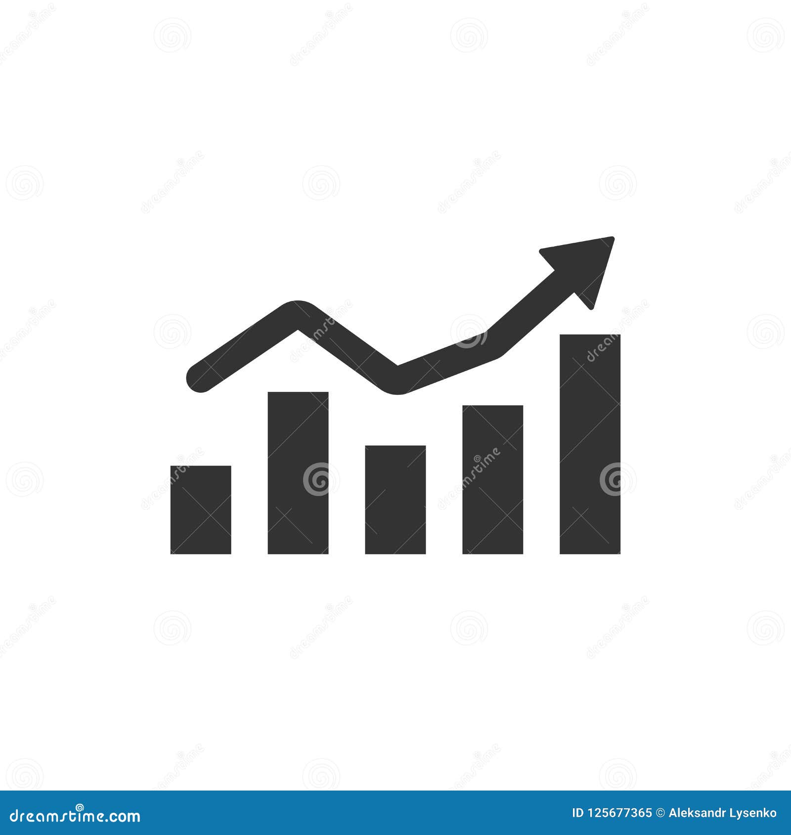 Growing Bar Graph Icon in Flat Style. Increase Arrow Vector ...