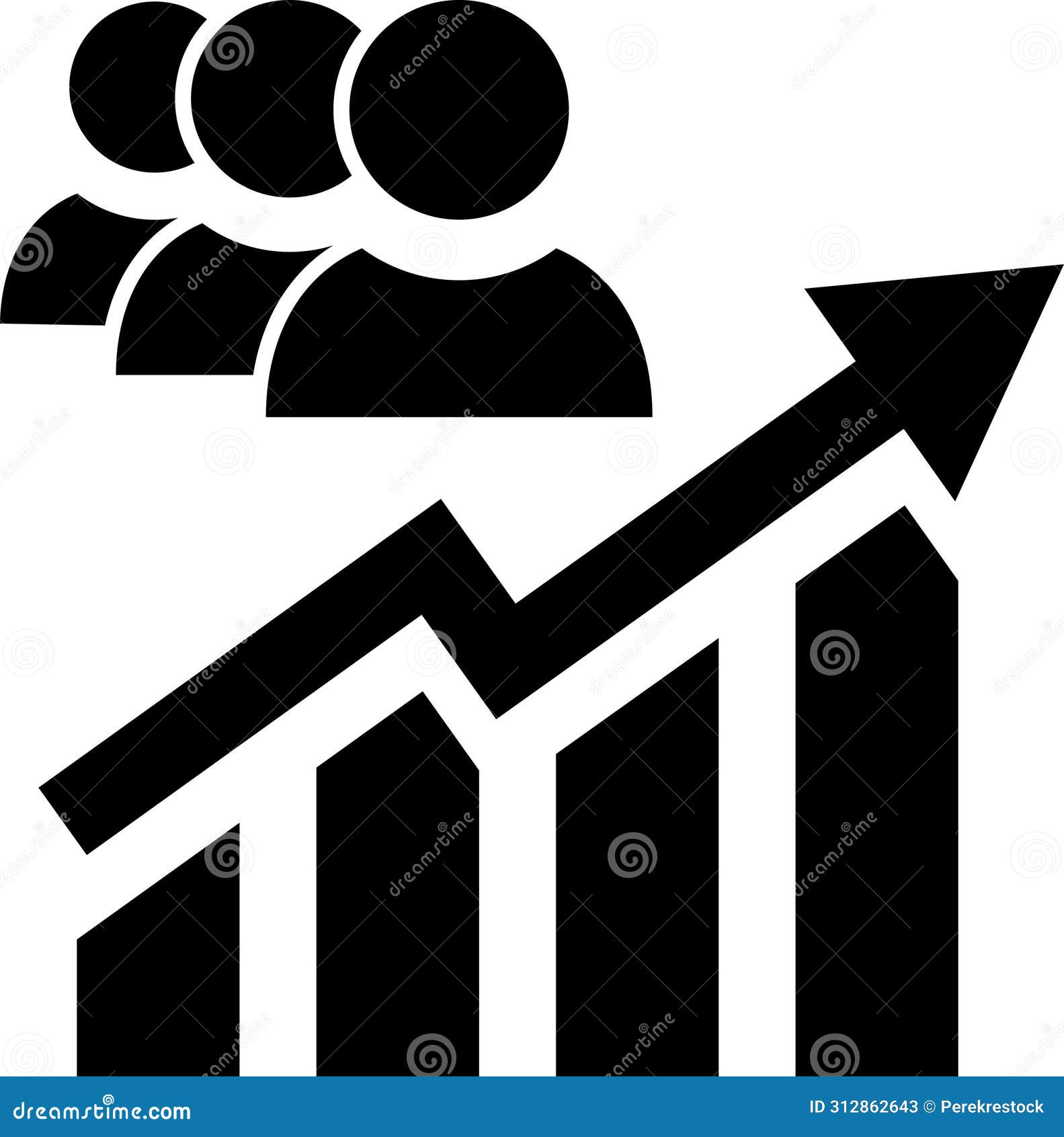 Growing Bar Graph and People Icon for Web Template or Mobile App Stock ...
