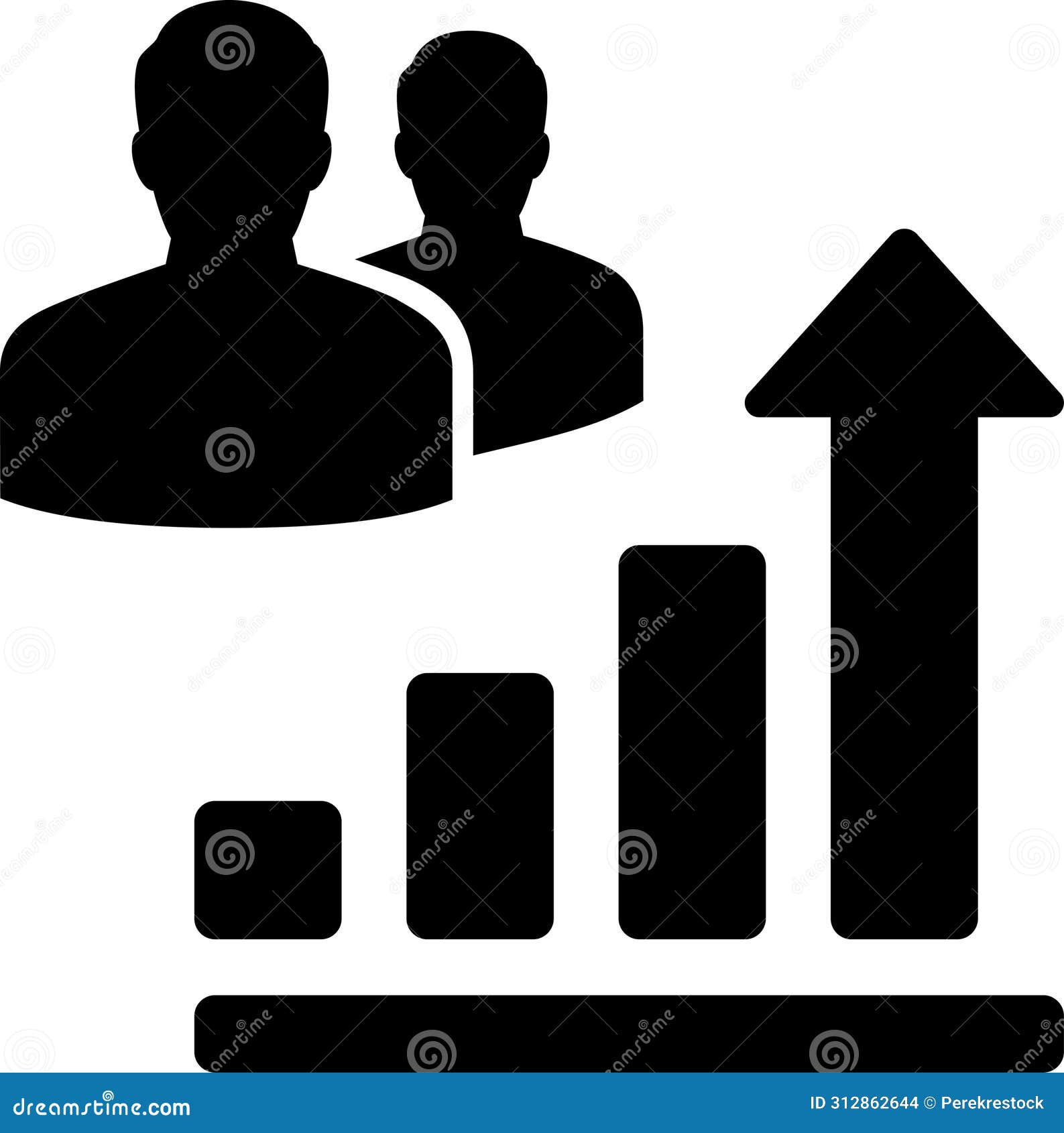 Growing Bar Graph and People Icons for Design of Webpage Template or ...