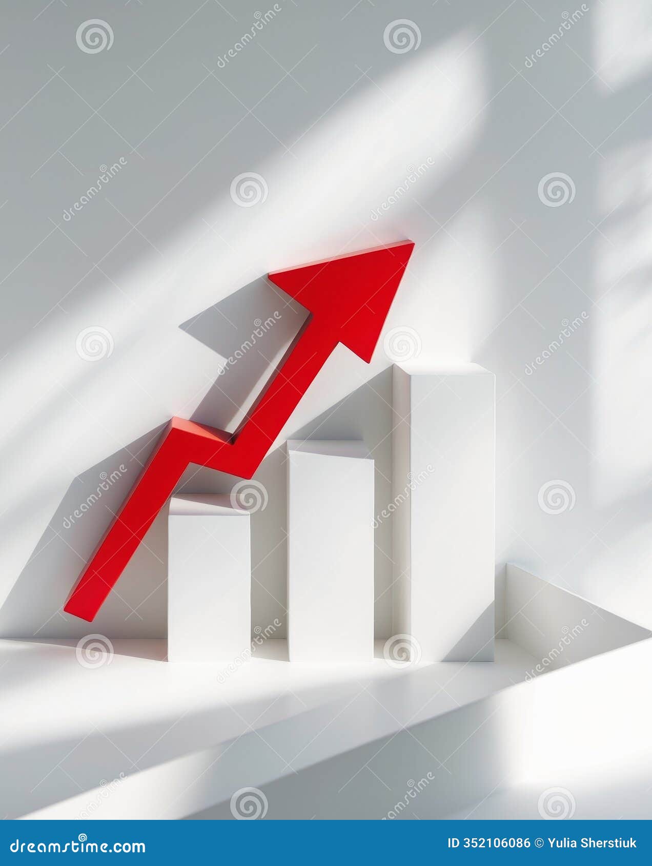Growing Bar Graph with Red Arrow Increase Stock Photo - Image of record ...