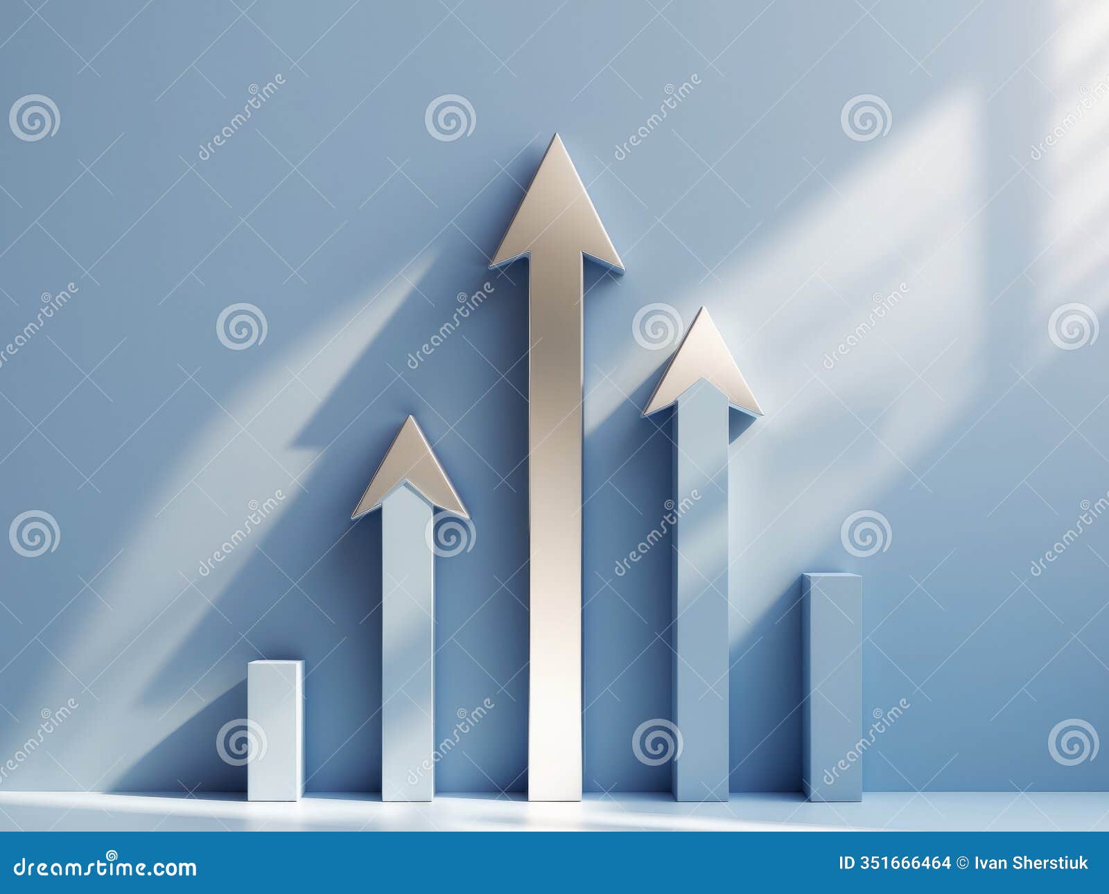 Growing Bar Graph with Upward Arrow Representing Increasing Statistics ...