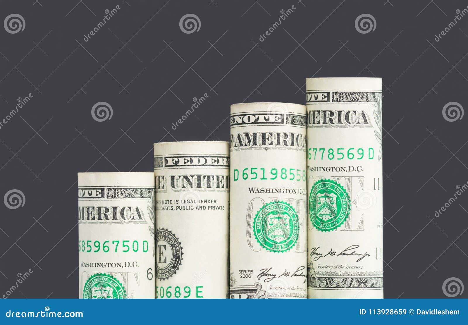 Growing Bar Graph from US Dollar Banknotes Stock Image - Image of ...