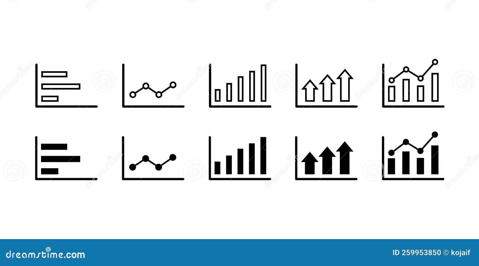 Growing Bar Graph Vector Icons Set. Business Graphs, Charts, Statistics ...