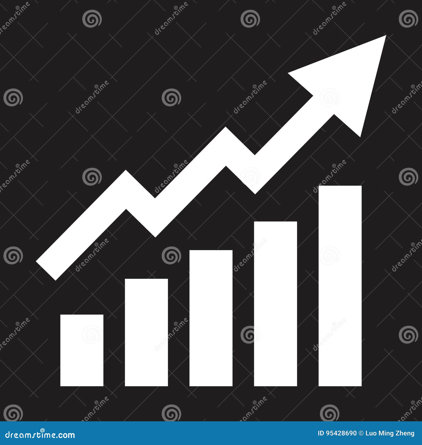 Growing Bars Graphic with Rising Arrow Stock Vector - Illustration of ...