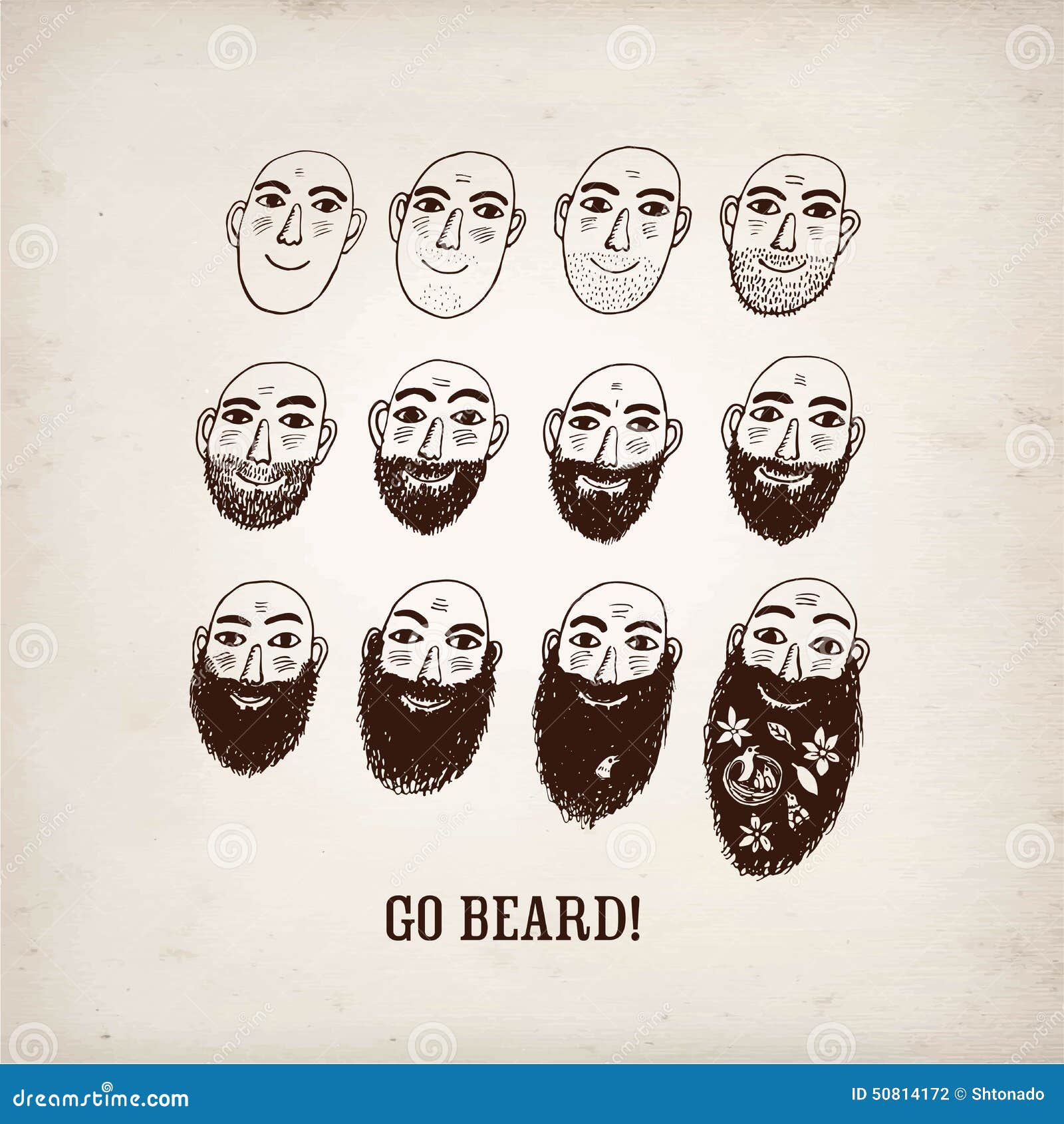 Growing Beard Funny Illustration Stock Illustration - Illustration of ...