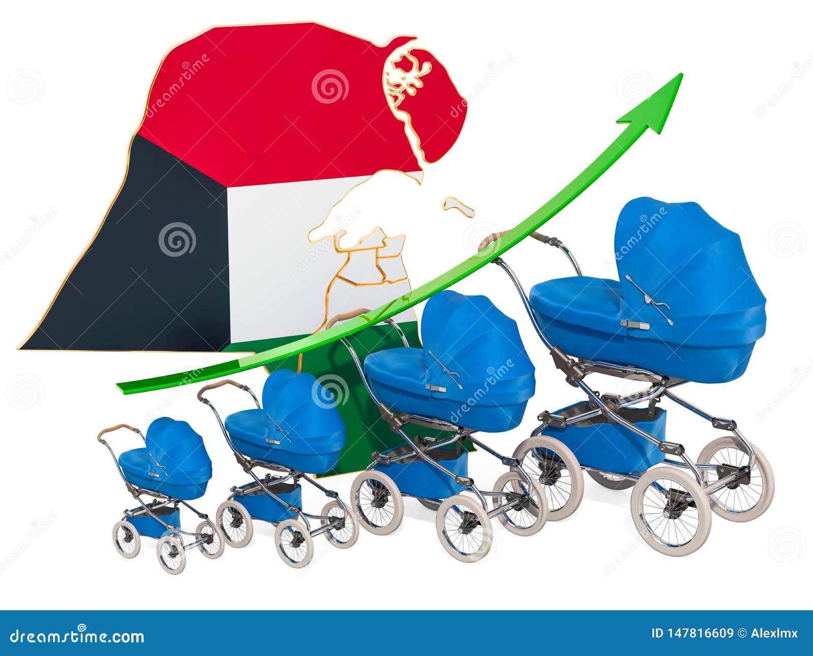 Growing Birth Rate in Kuwait, Concept. 3D Rendering Stock Illustration ...
