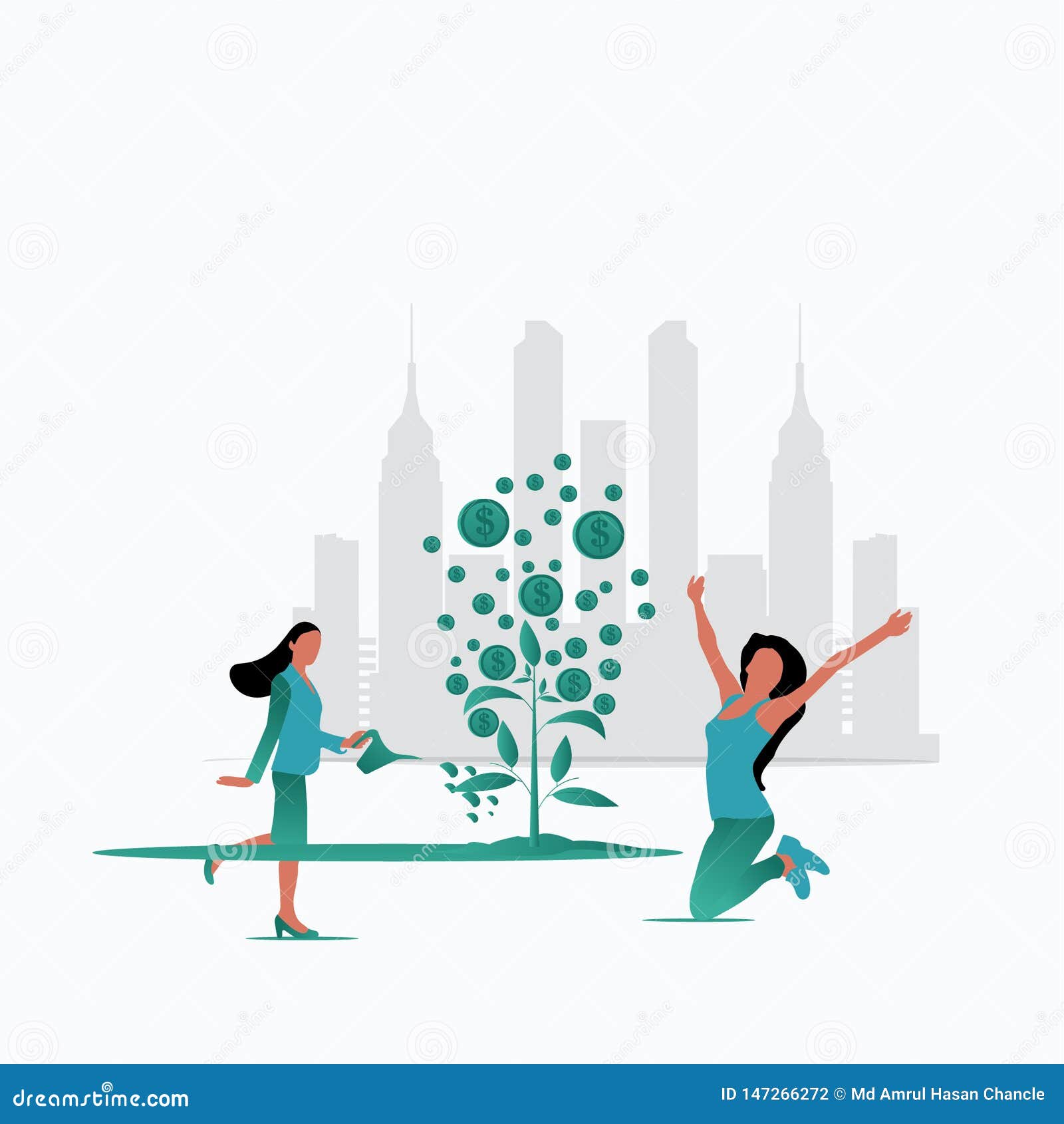Growing Business- Flat Vector Landing Page Illustration Stock ...