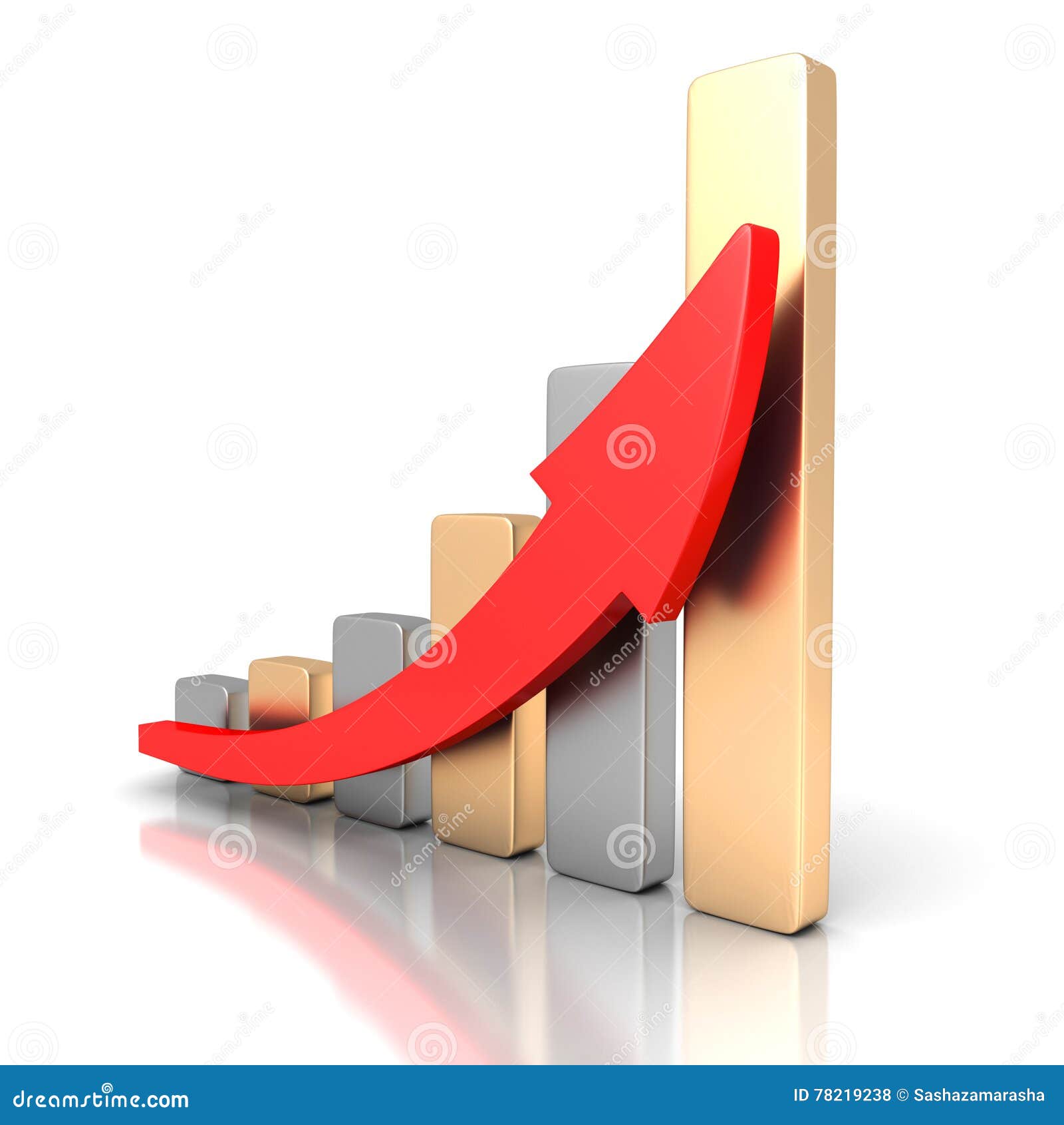Growing Business Graph with Rising Arrow Stock Illustration ...