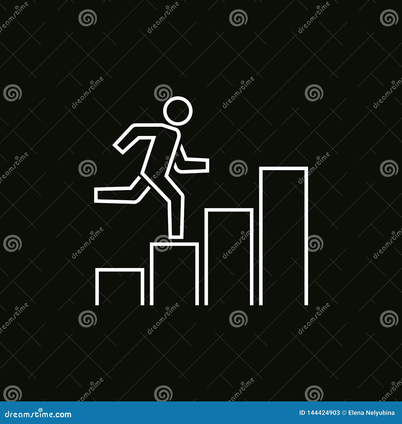 Growing Business Runing Man Graph Icon.Vector Illustration. Stock ...