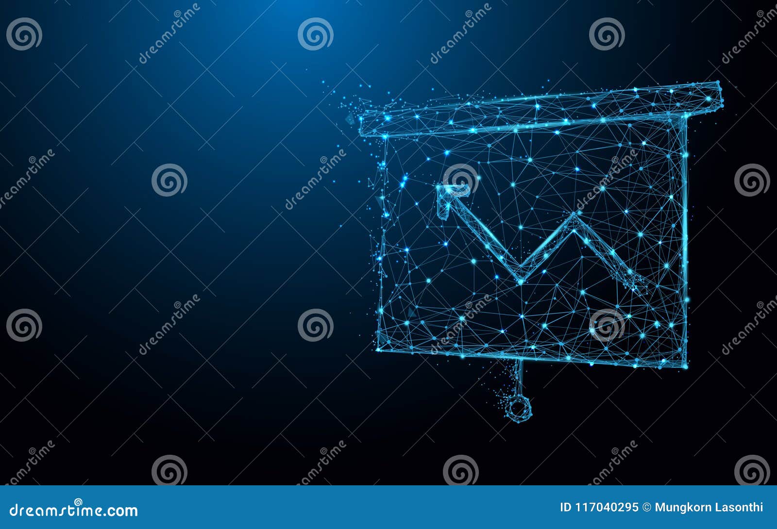 Growing Chart on Board Icon Form Lines and Triangles, Point Connecting ...