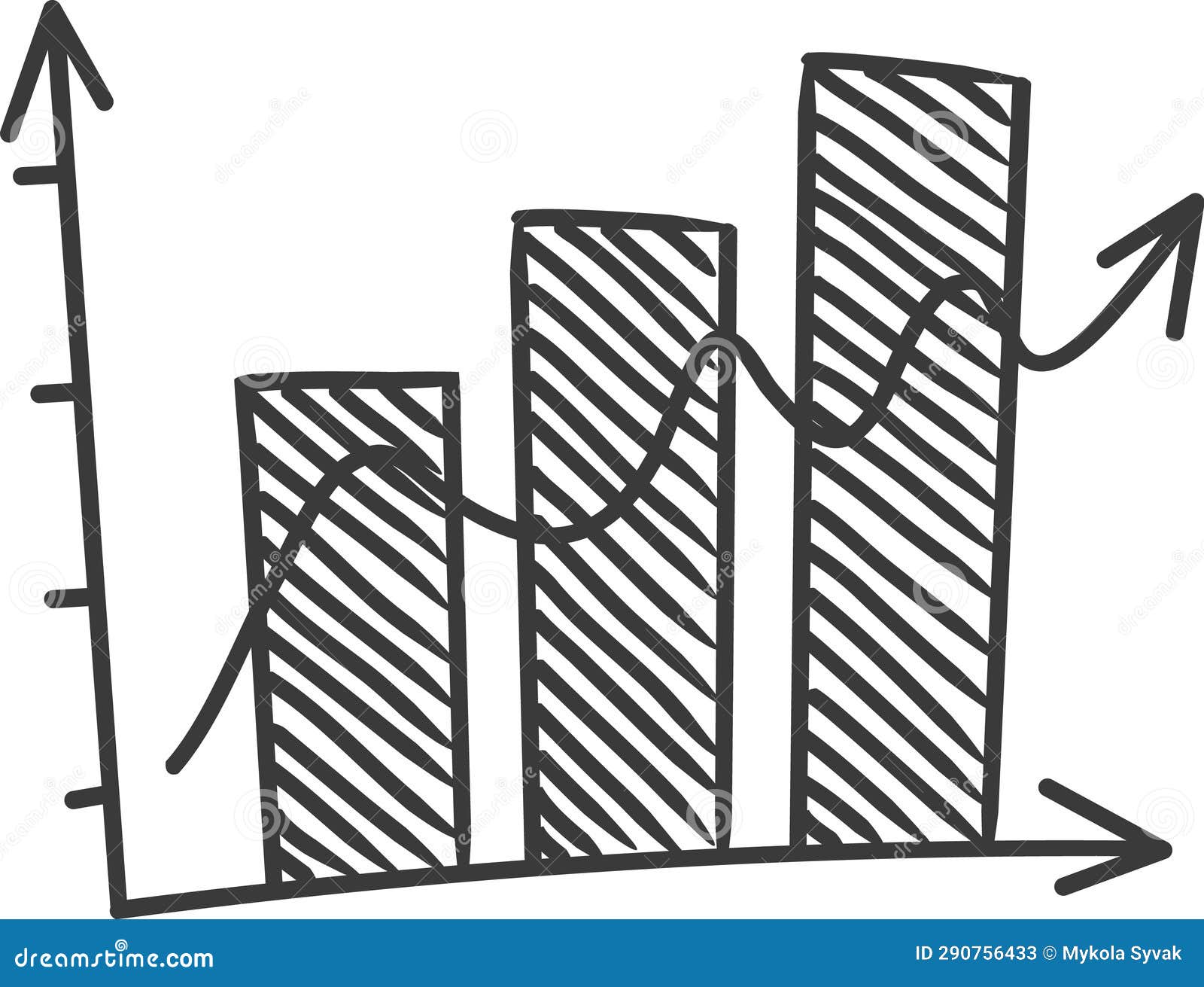 Growing Chart Doodle stock illustration. Illustration of hand - 290756433
