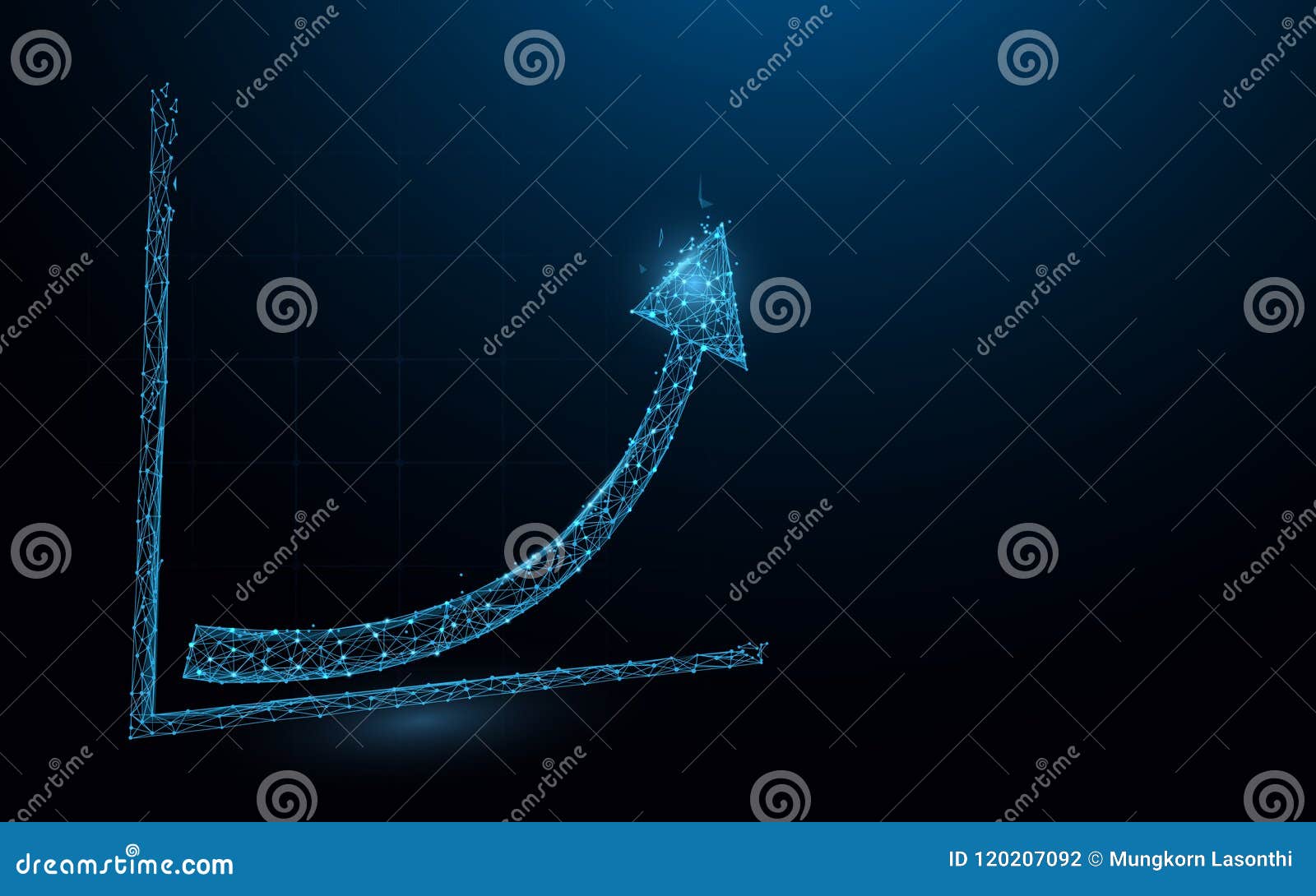 Growing Chart Form Lines, Triangles and Particle Style Design. Stock ...