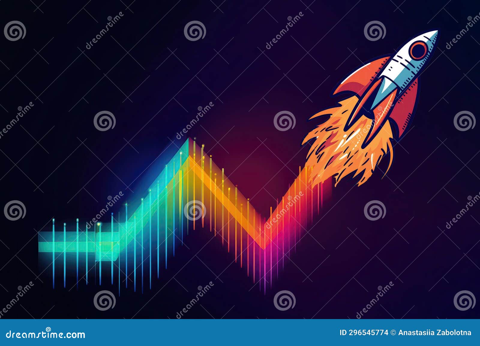 Growing Chart with a Rocket Flying Upwards. Generative AI Stock ...