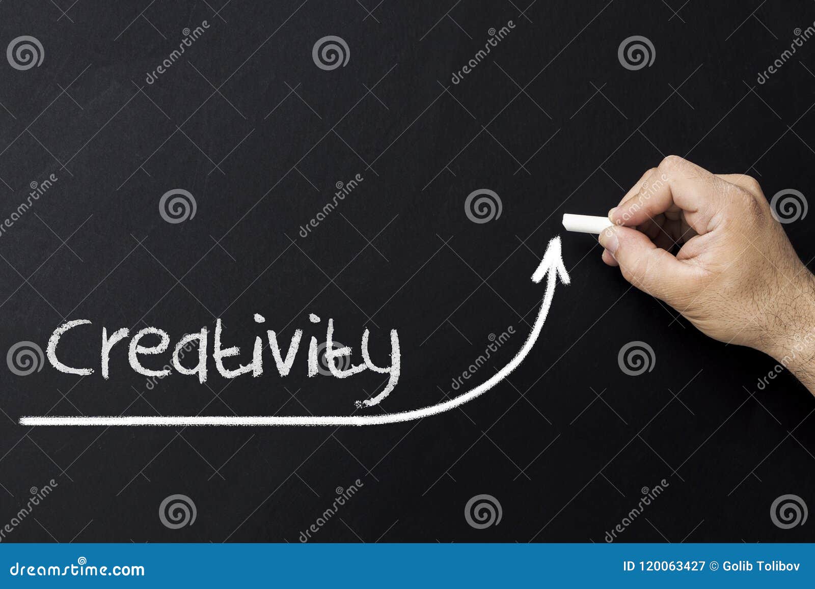 Growing Creativity Concept. Businessman Draw Accelerating Line of ...