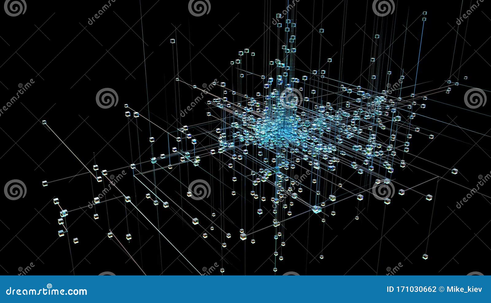 Growing 3d grid structure stock illustration. Illustration of building ...