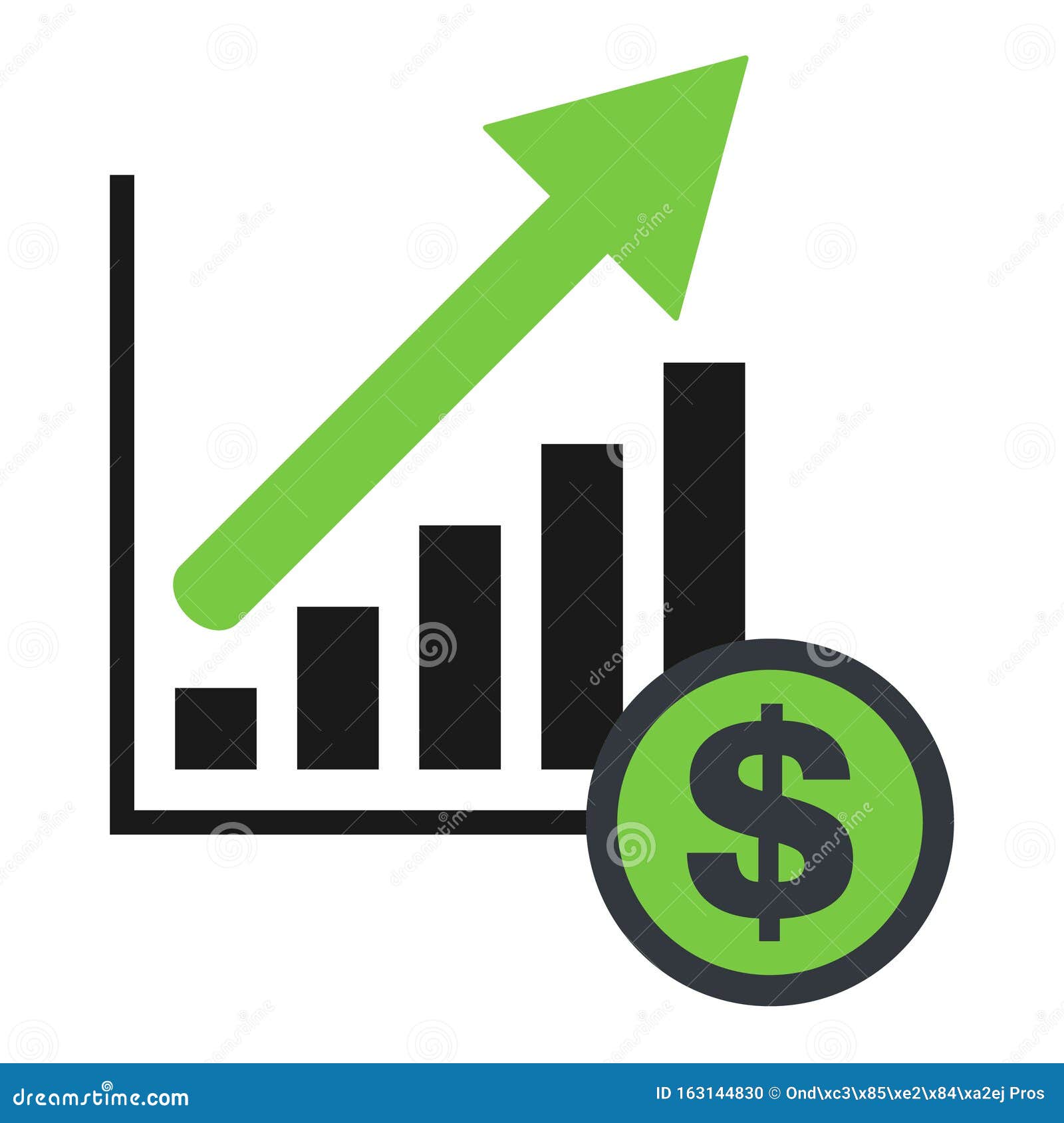 Growing Economic Symbol, Flat Modern Icon, Isolated on White Background ...