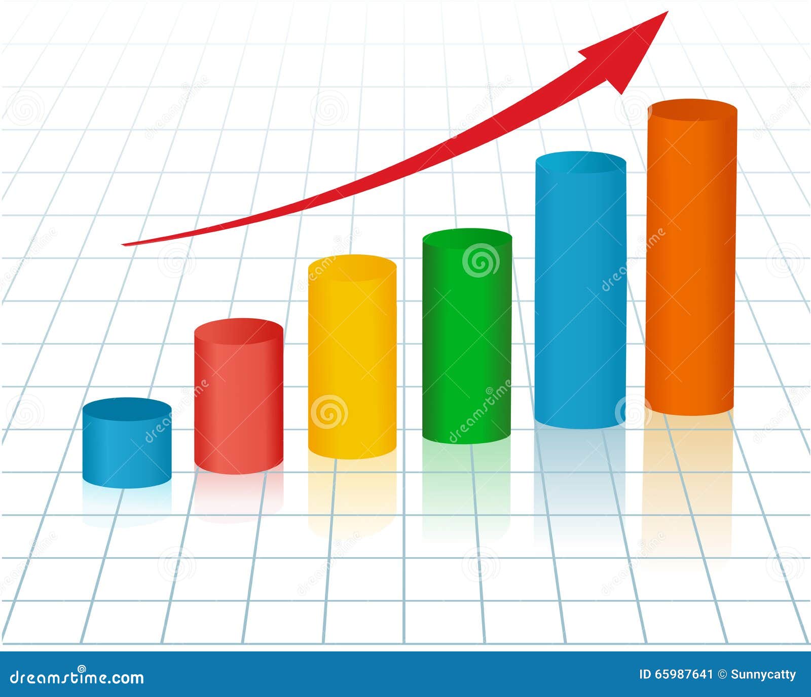 Growing graph with arrow stock vector. Illustration of vector - 65987641