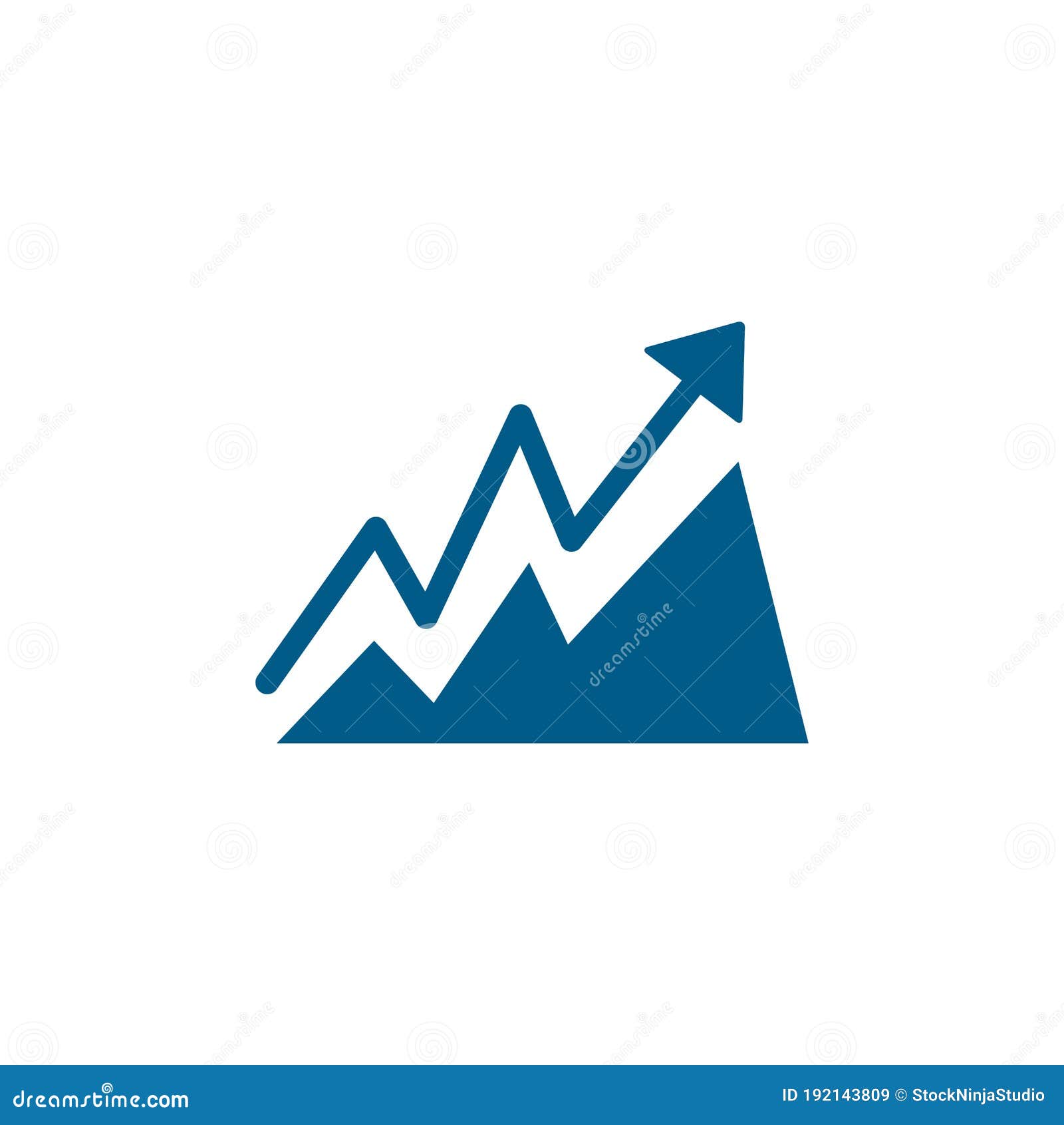 Growing Graph Blue Icon on White Background. Blue Flat Style Vector ...