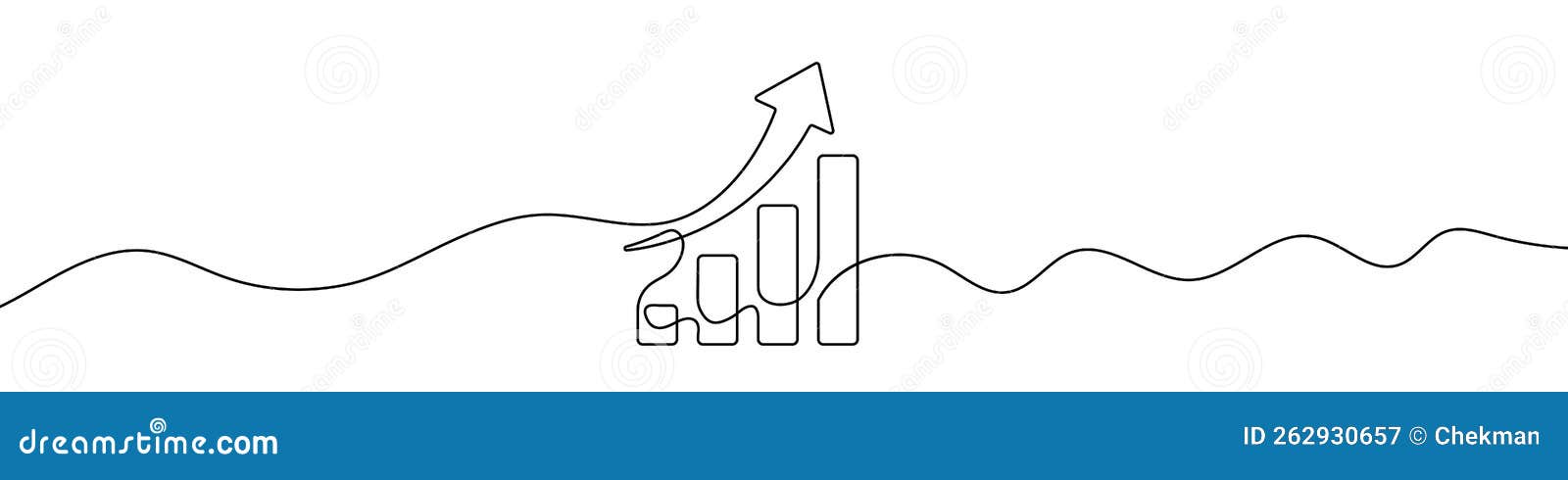 Growing Graph in Continuous Line Drawing Style. Line Art Business Chart ...