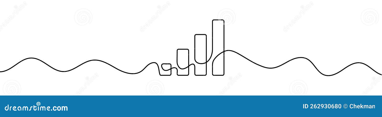Growing Graph in Continuous Line Drawing Style. Line Art Business Chart ...