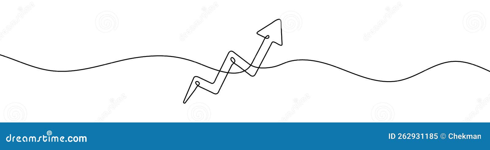 Growing Graph in Continuous Line Drawing Style. Line Art Business Chart ...