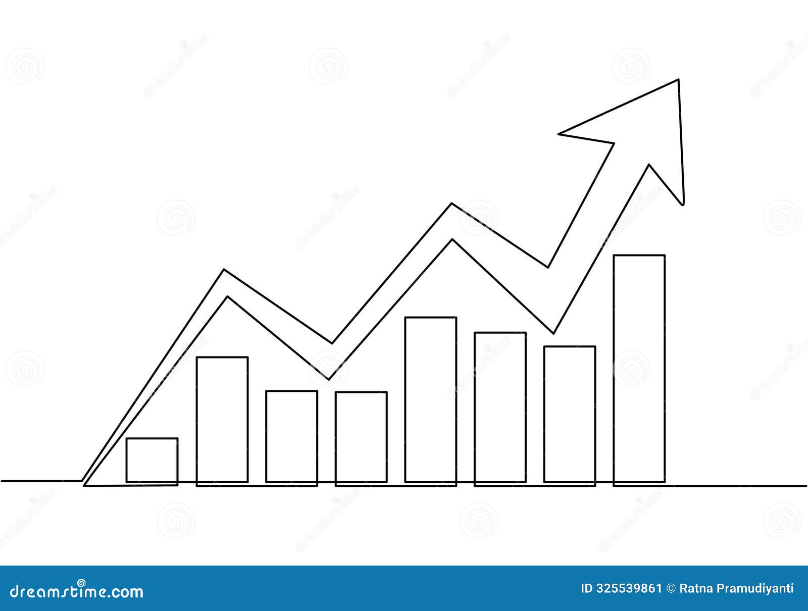 Growing Graph in Continuous Line Drawing Style Line Art Business Chart ...
