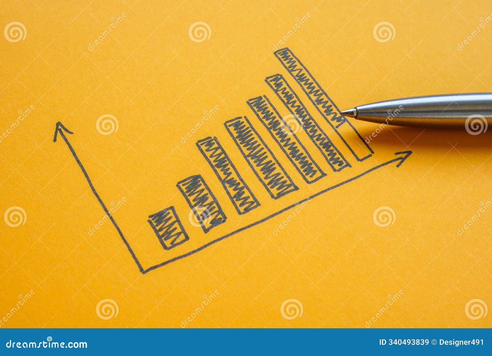 Growing Graph Drawn with a Pen. Progress in Business Performance and ...