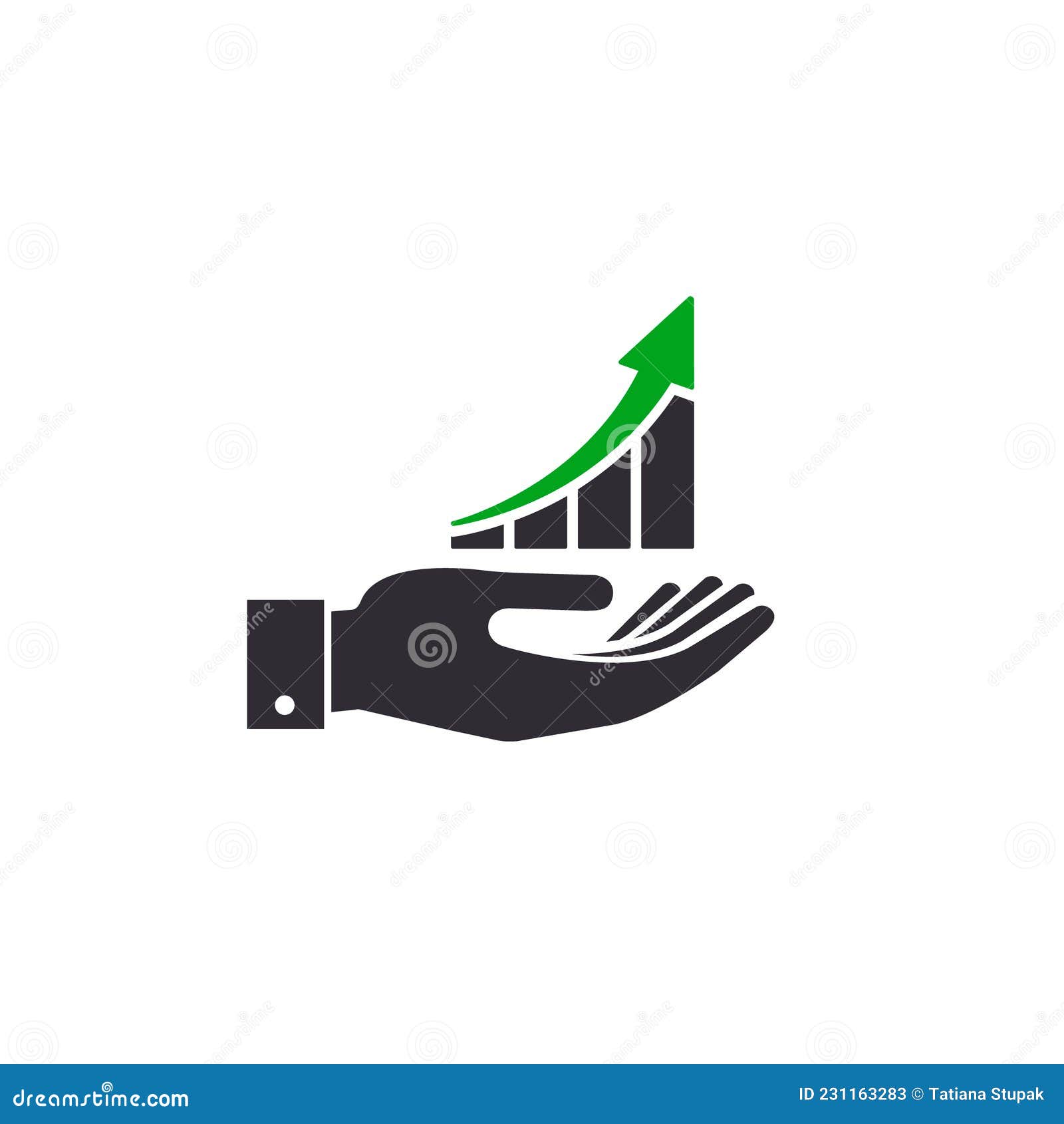 Growing Graph Icon on the Hand, Vector Success Concept Illustration ...