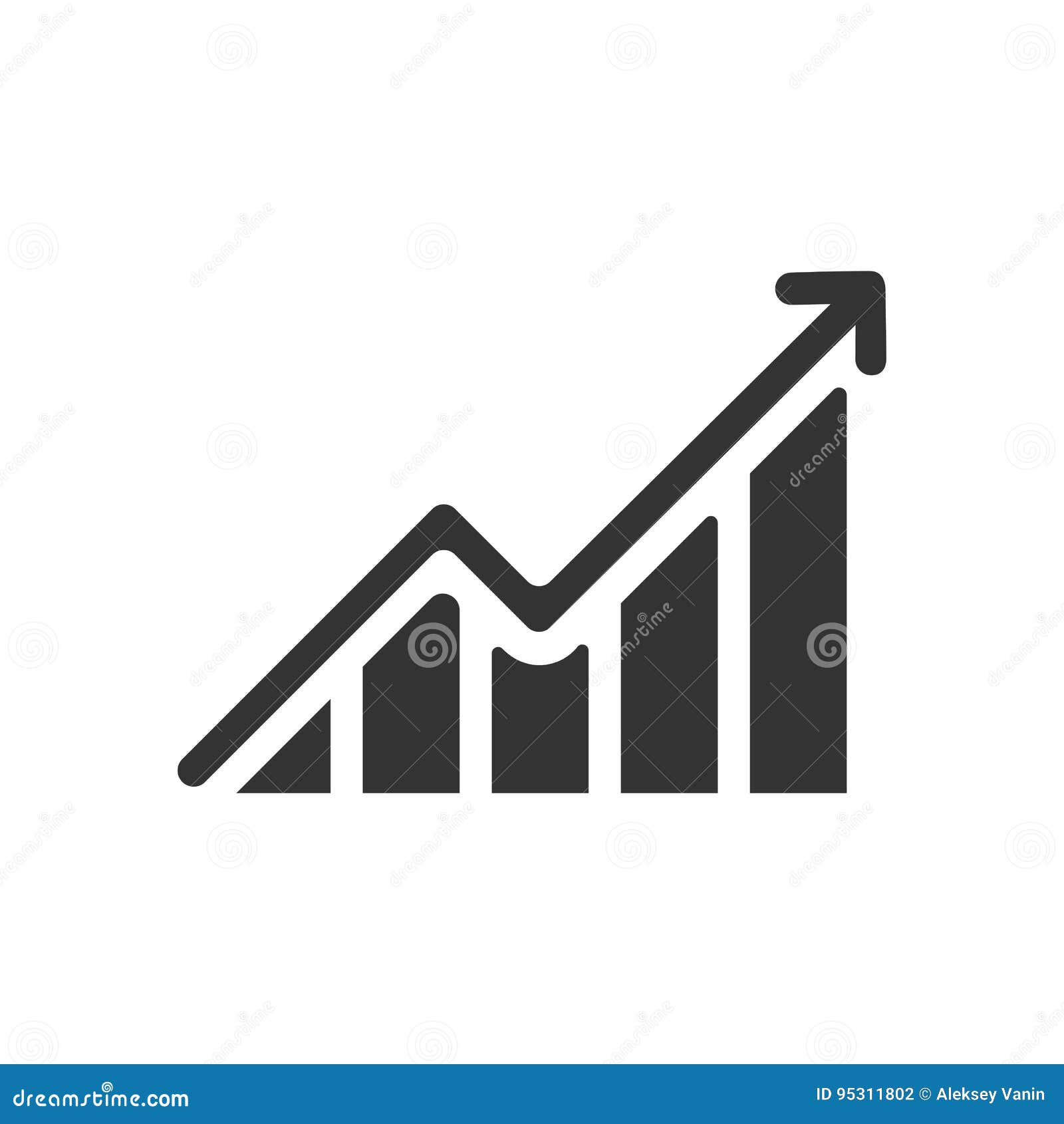 Growing Graph Icon Isolated on White Stock Vector - Illustration of ...
