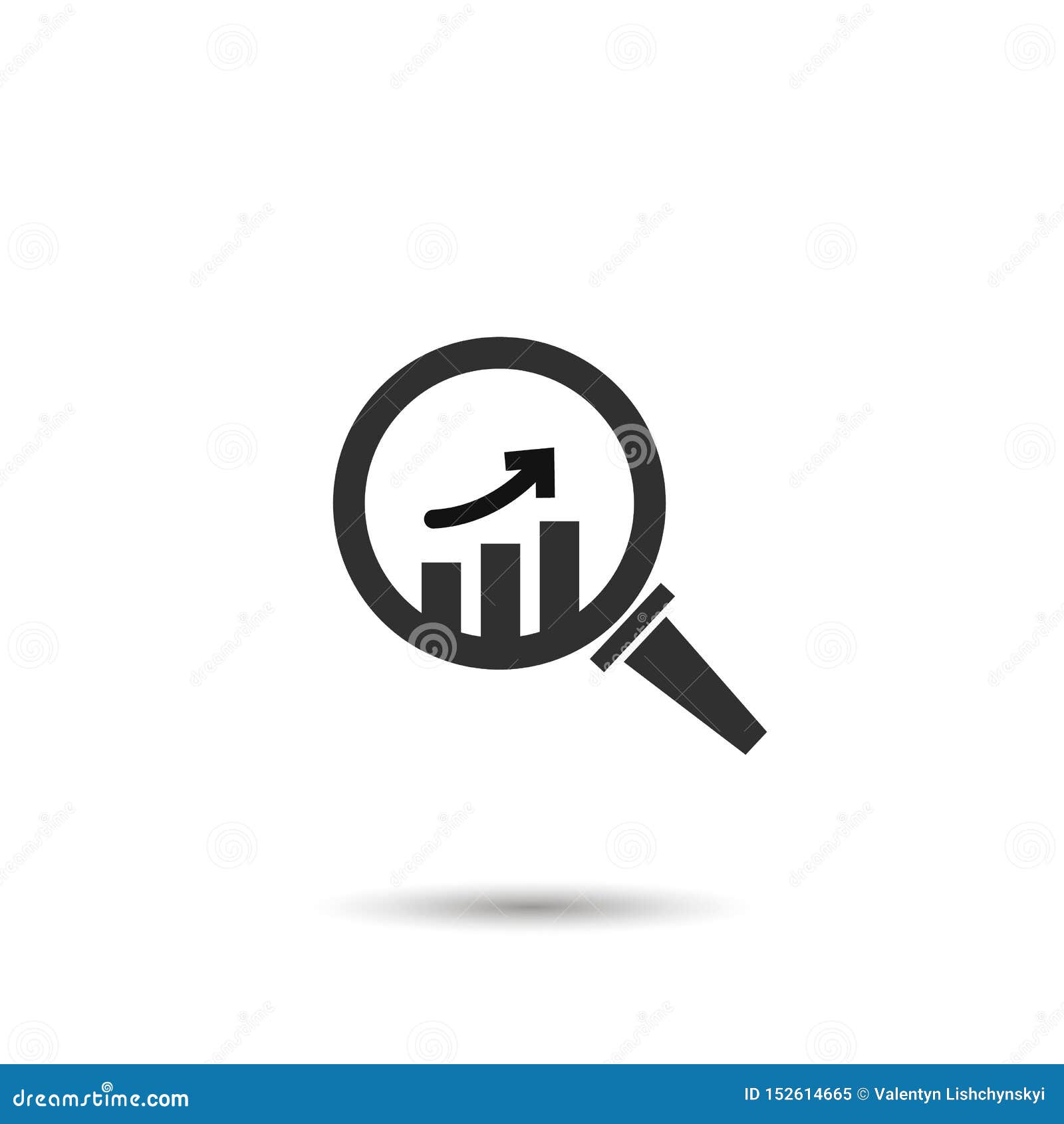 Growing Graph Icon. Magnifying Glass, Up Arrow. Vector Flat Symbol ...