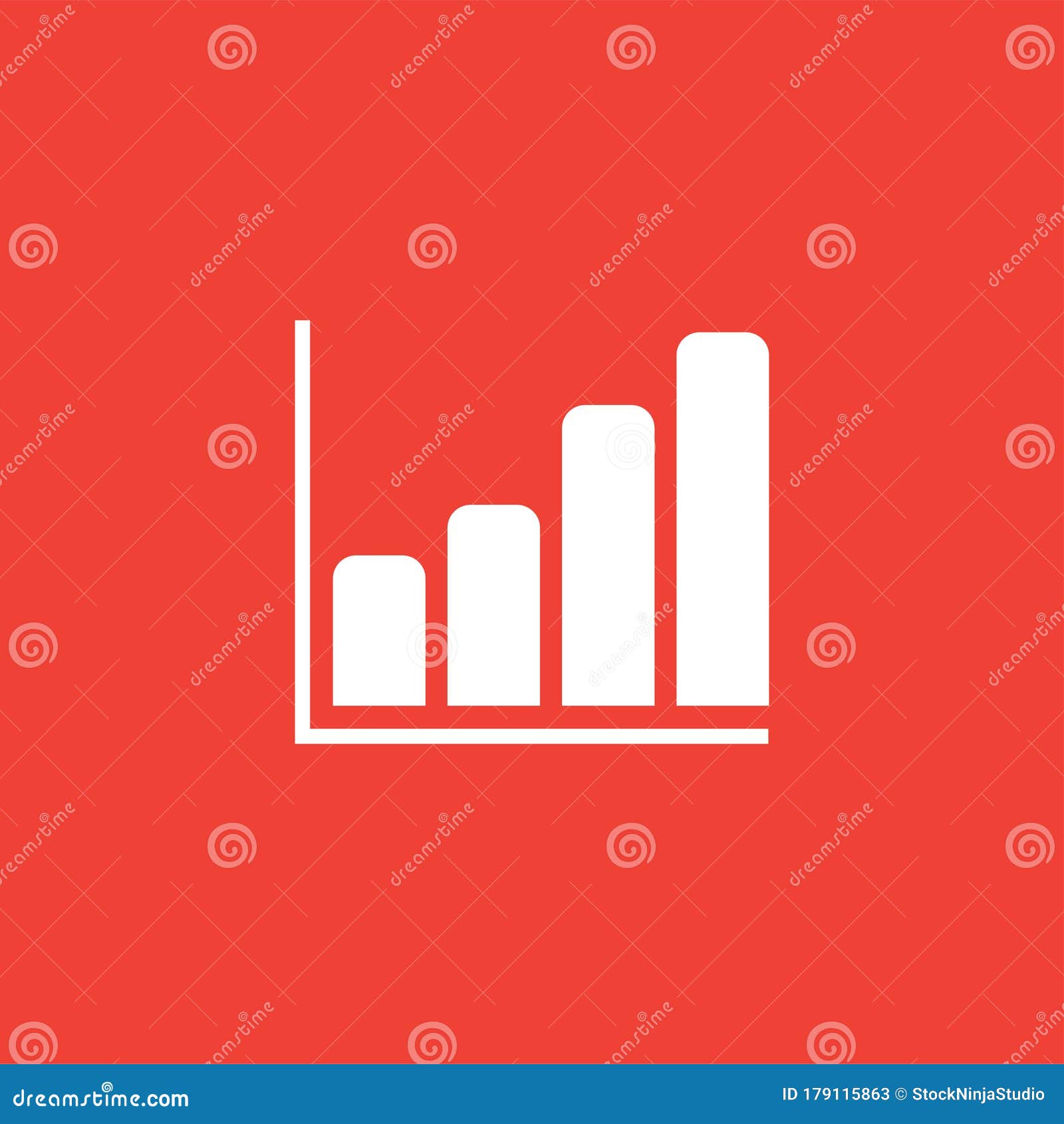 Growing Graph Icon on Red Background. Red Flat Style Vector ...