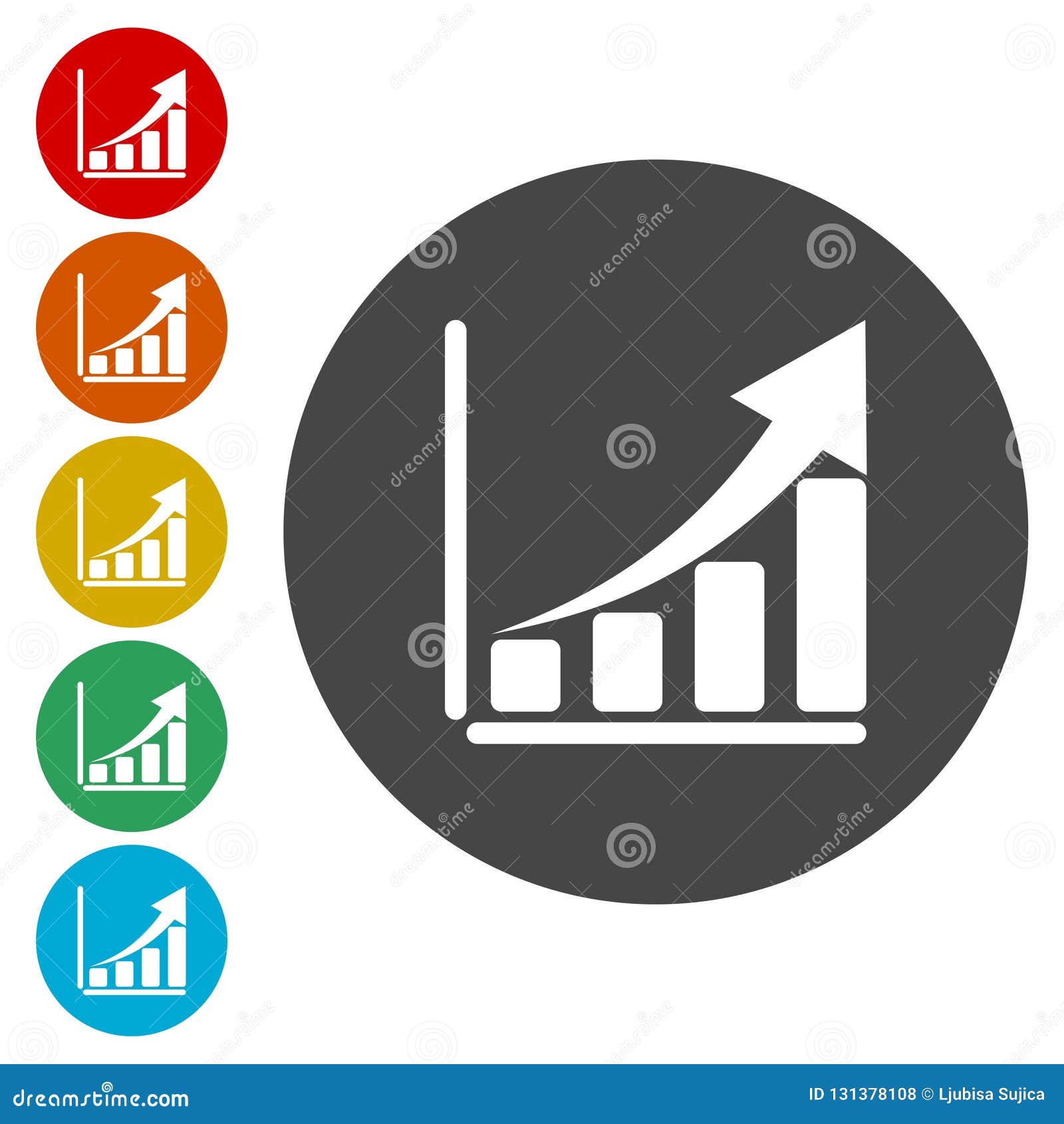 Growing graph icon vector. stock vector. Illustration of button - 131378108